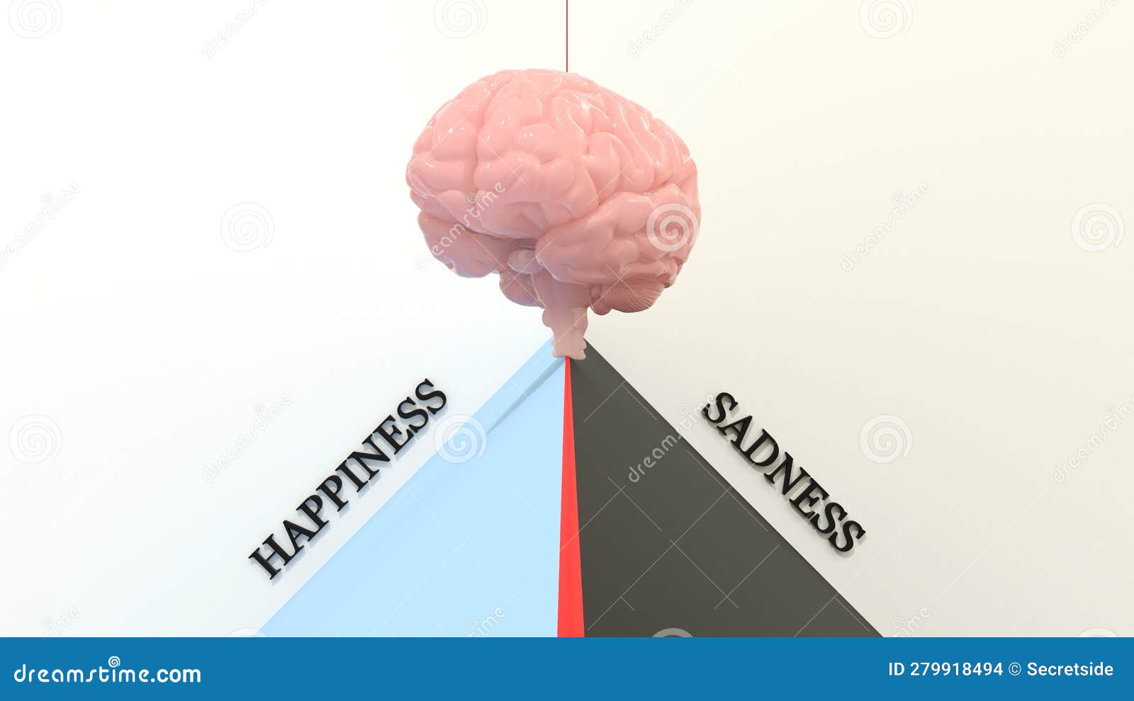 Human Brain Falling To Sadness - 3D Render Stock Illustration ...