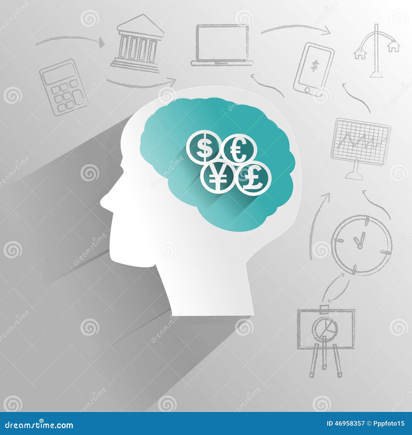 Human Brain with Financial Thinking Stock Vector - Illustration of ...