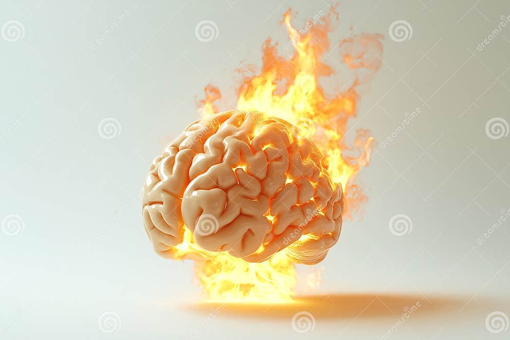 The Human Brain is on Fire, Tension at Work, Intense Mental Activity ...