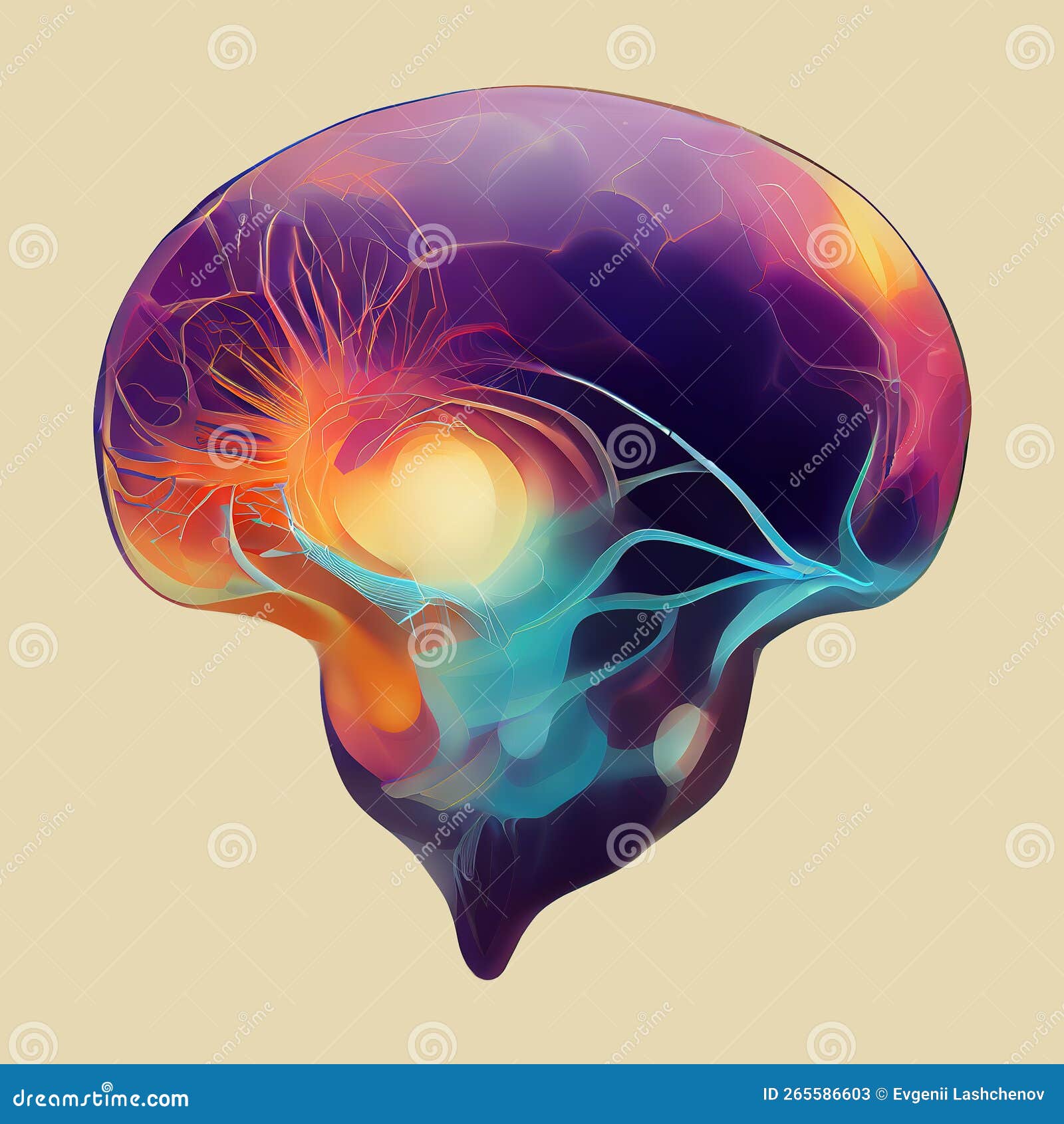 Human Brain Flat Illustration. Scientific Neuroscience. Digital ...