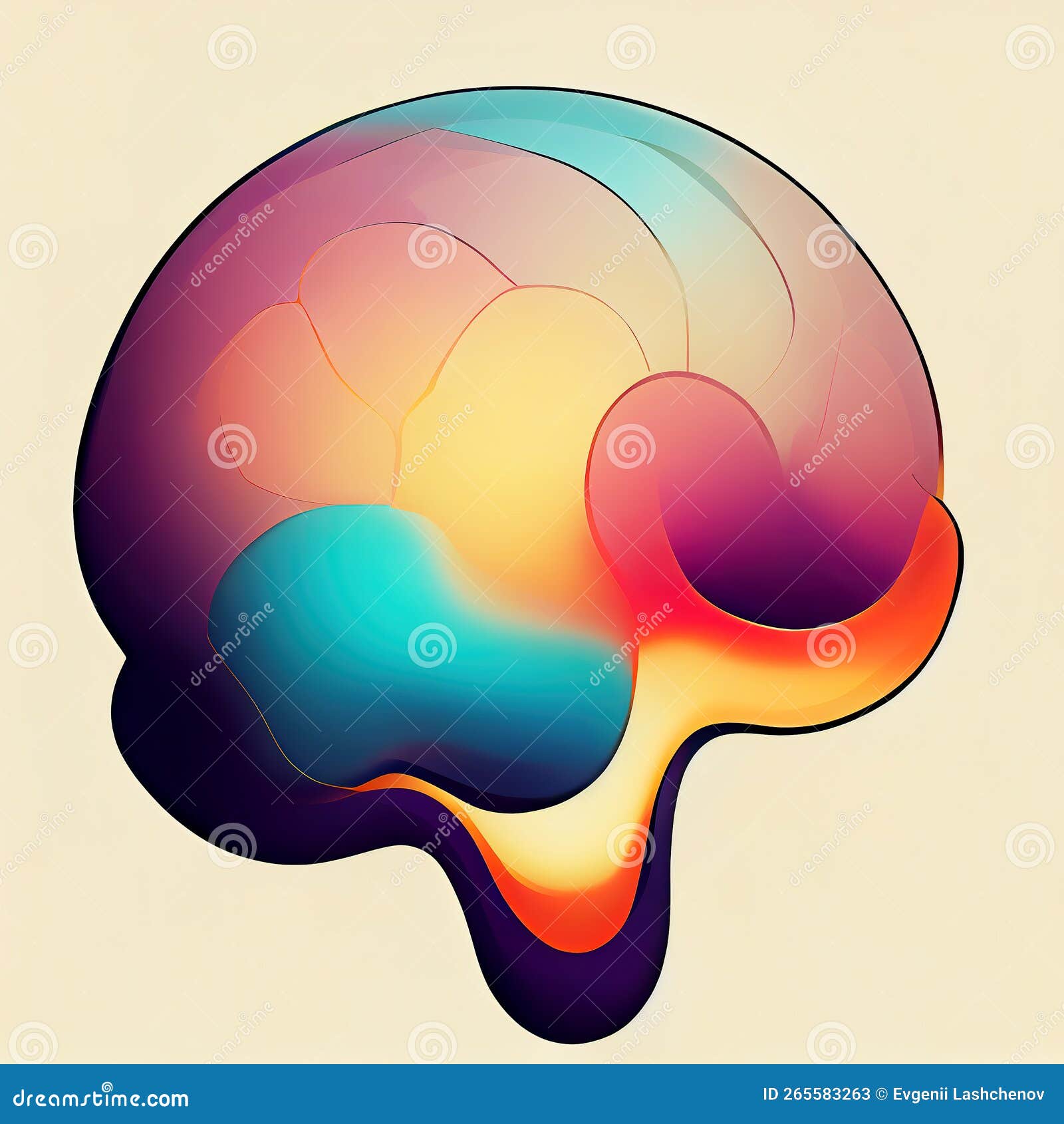 Abstract Human Brain Flat Illustration on a Beige Background ...
