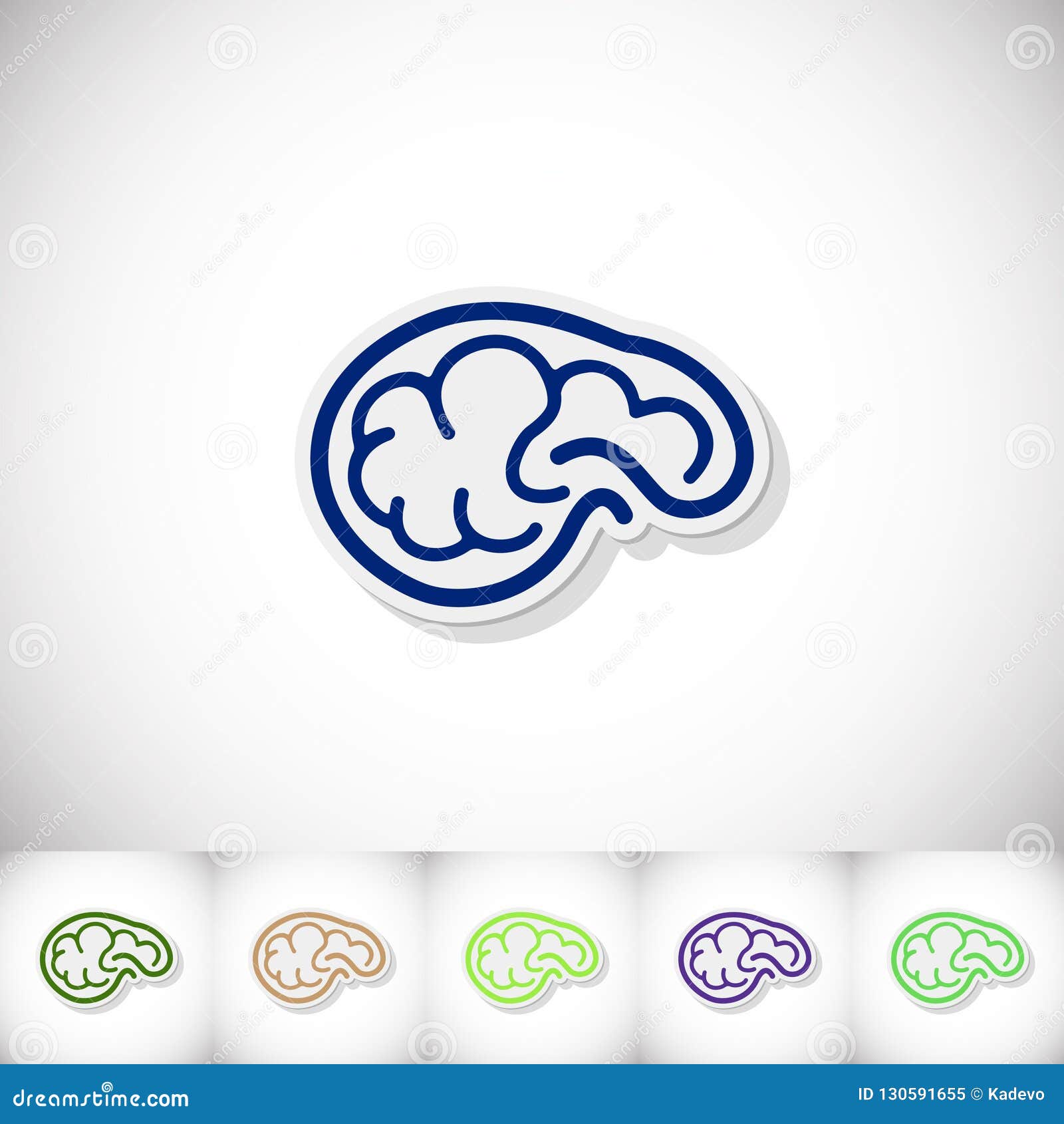 Human Brain. Flat Sticker with Shadow on White Background Stock Vector ...