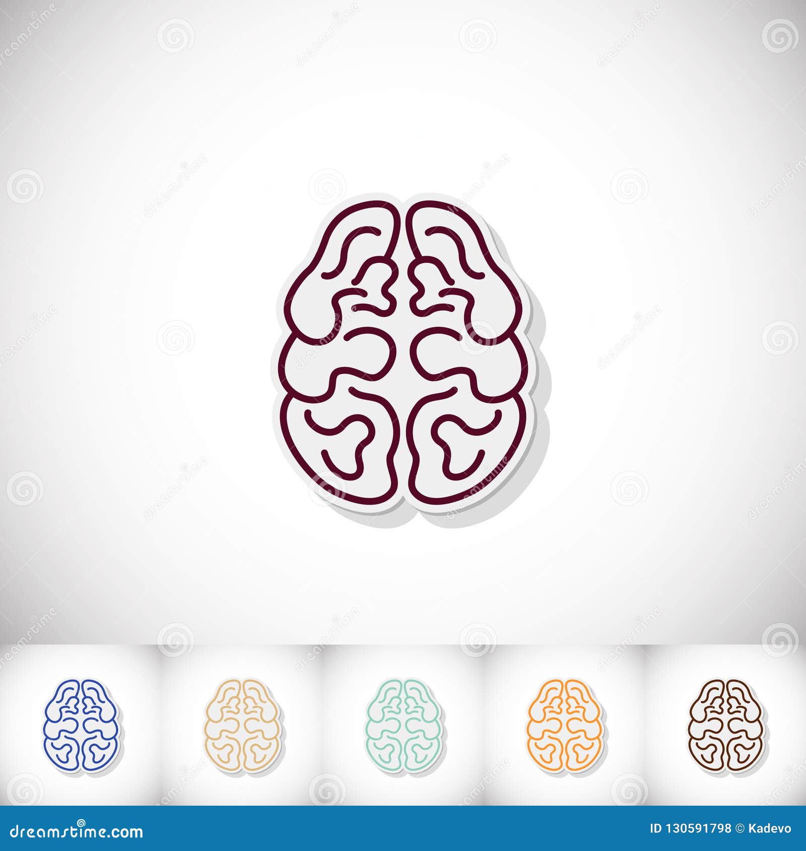 Human Brain. Flat Sticker with Shadow on White Background Stock Vector ...