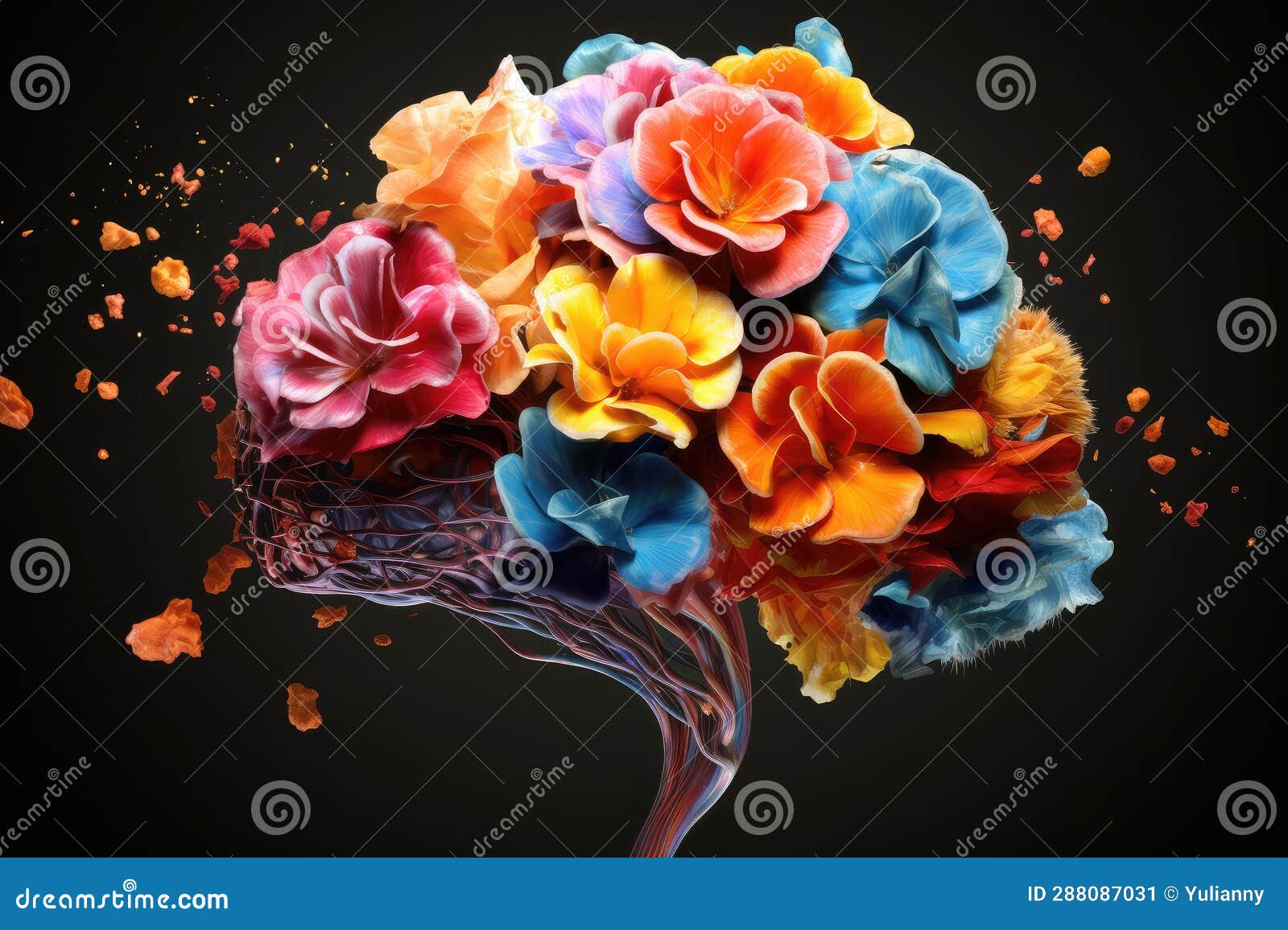 Human Brain with Flower. Generative Ai Stock Image - Image of abstract ...
