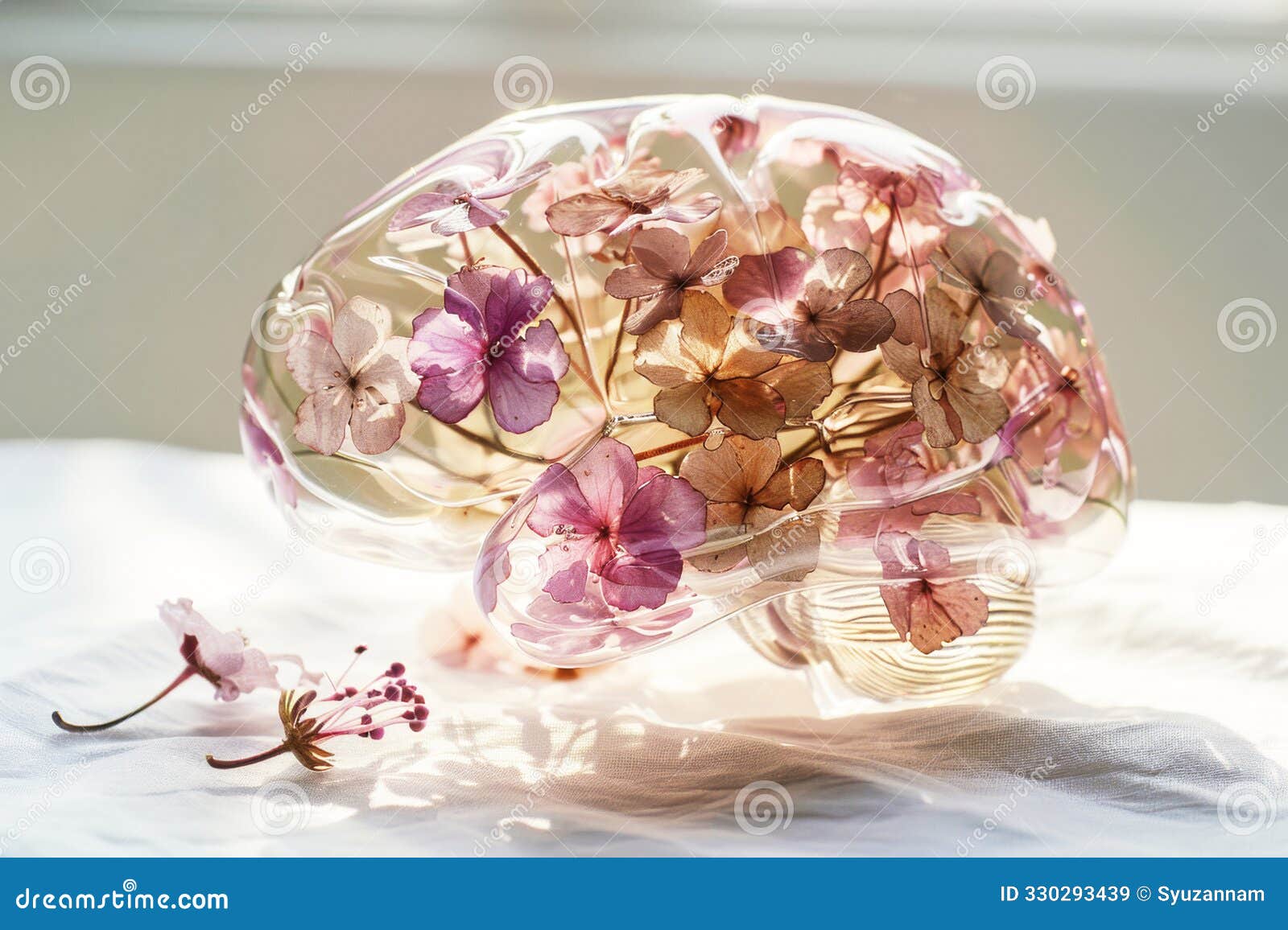 Human Brain with Flowers Inside, Showcasing the Intricate Beauty and ...