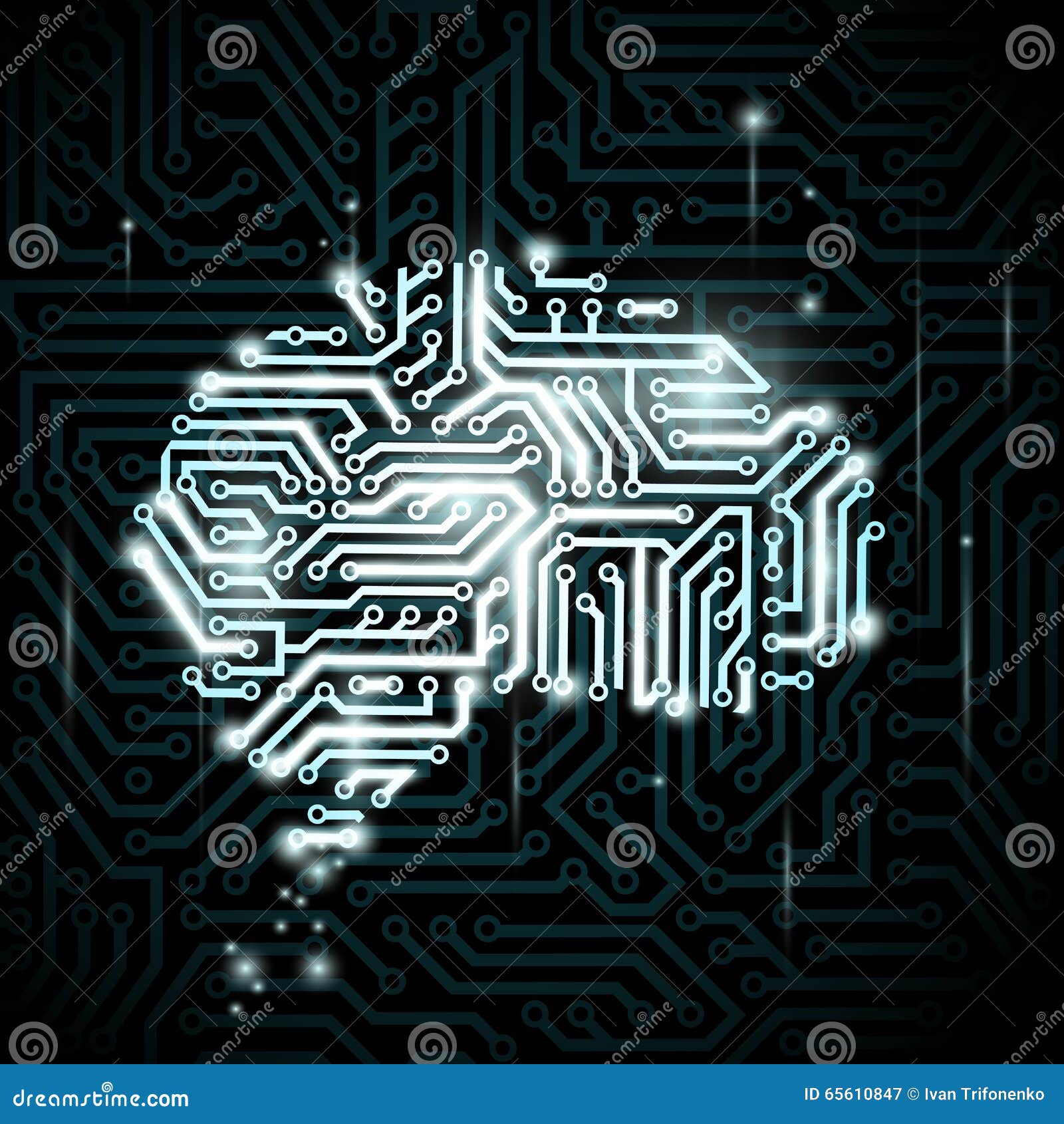 Human Brain in the Form of Circuits. Stock Vector - Illustration of ...