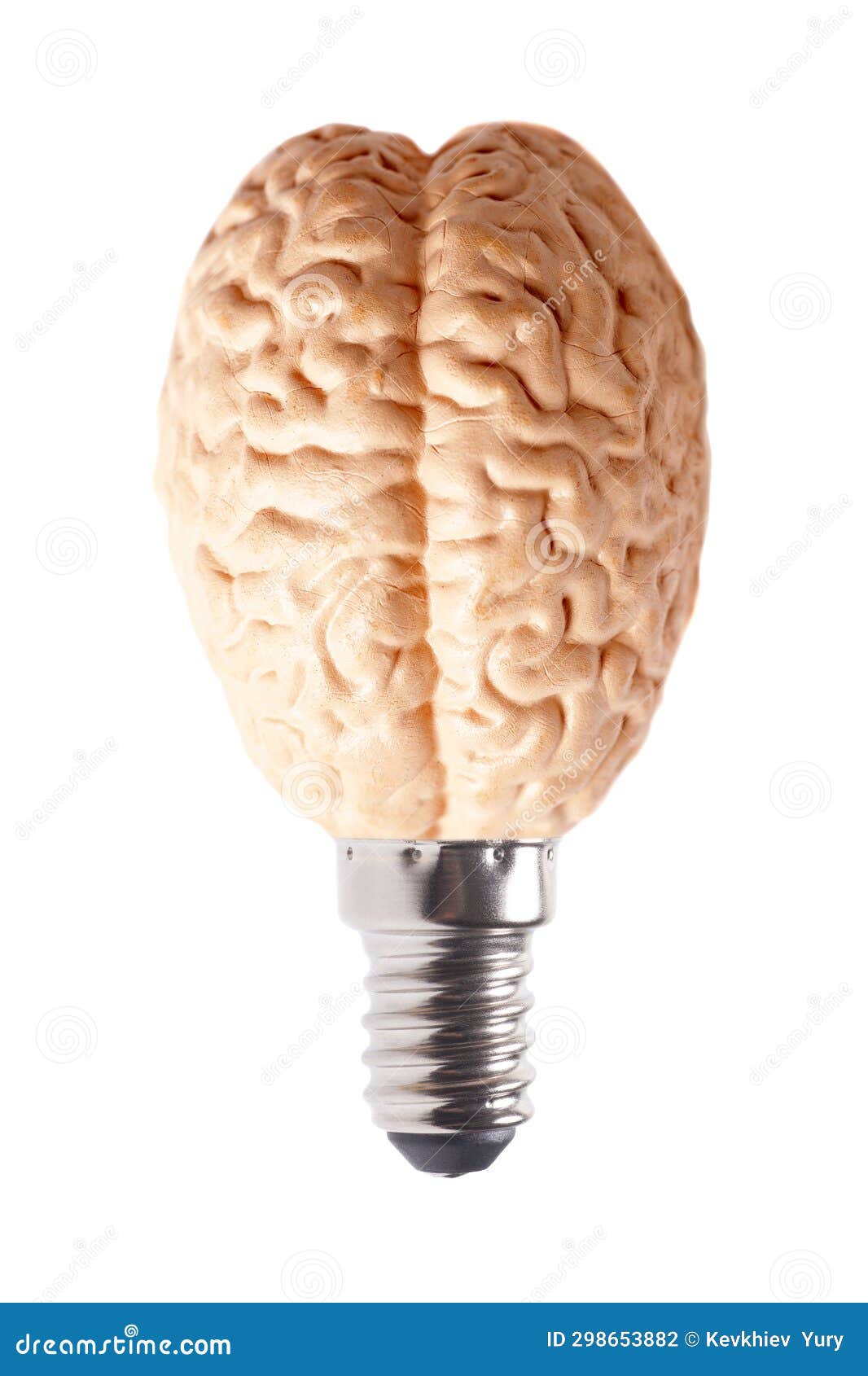Human Brain in Form of Light Bulb Stock Photo - Image of planning ...