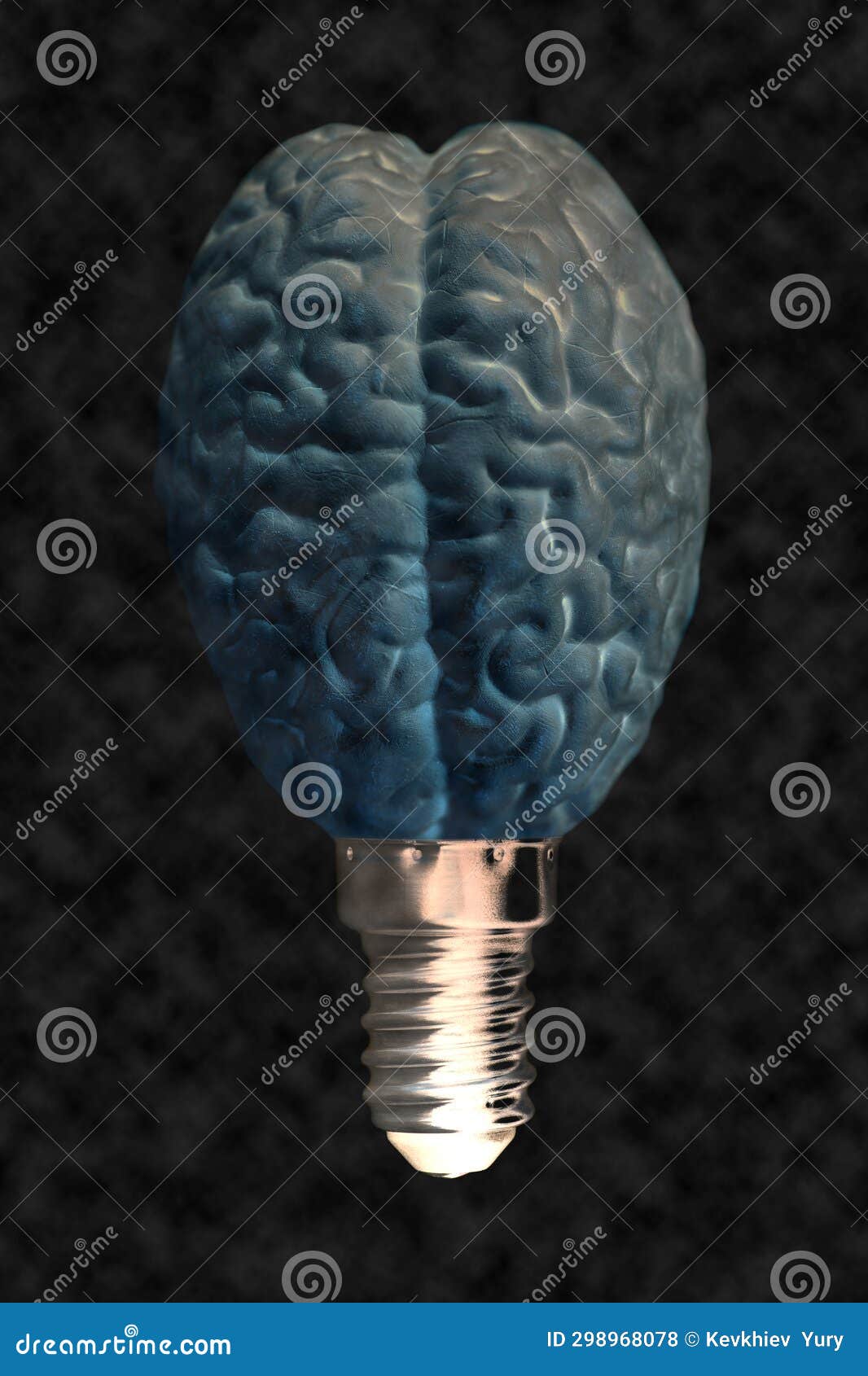 Human Brain in Form of Light Bulb Stock Photo - Image of model, light ...