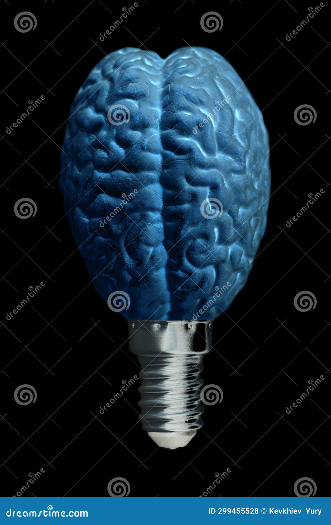 Human Brain in Form of Light Bulb Stock Photo - Image of functions ...