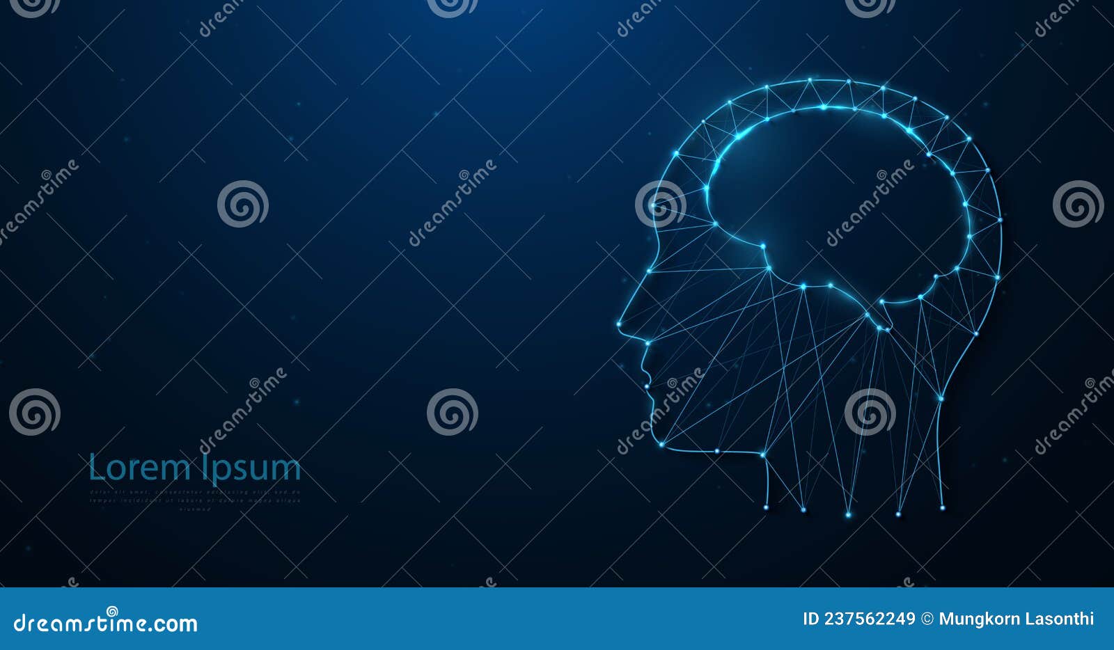 Human Brain Form Line, Triangles, and Particle Style Design. Geometric ...
