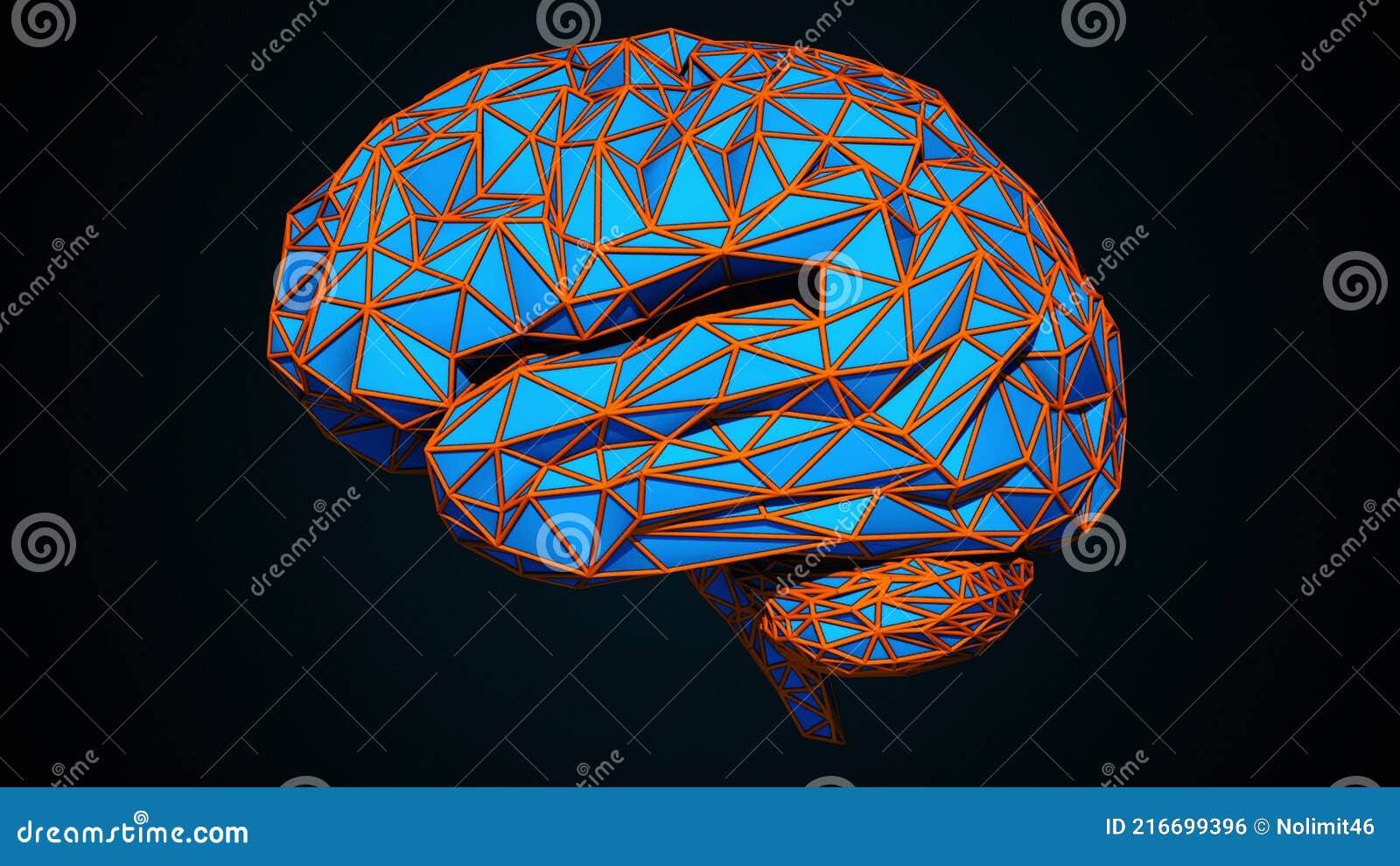 Human Brain is Formed by a Combination of Colored Triangles, Computer ...