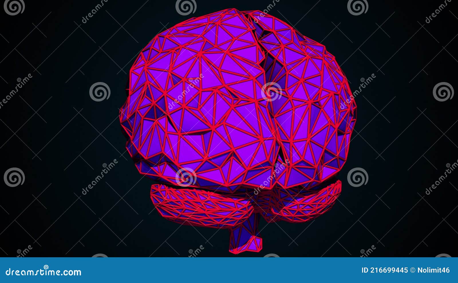 Human Brain is Formed by a Combination of Colored Triangles, Computer ...