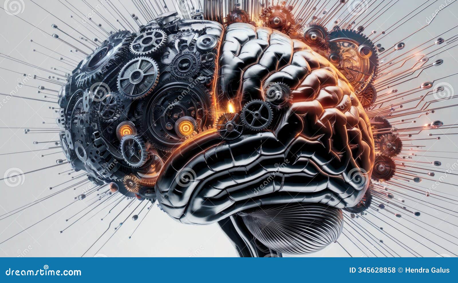 Human Brain Formed by Gears and Cogs Symbolizing Complex Mechanisms of ...