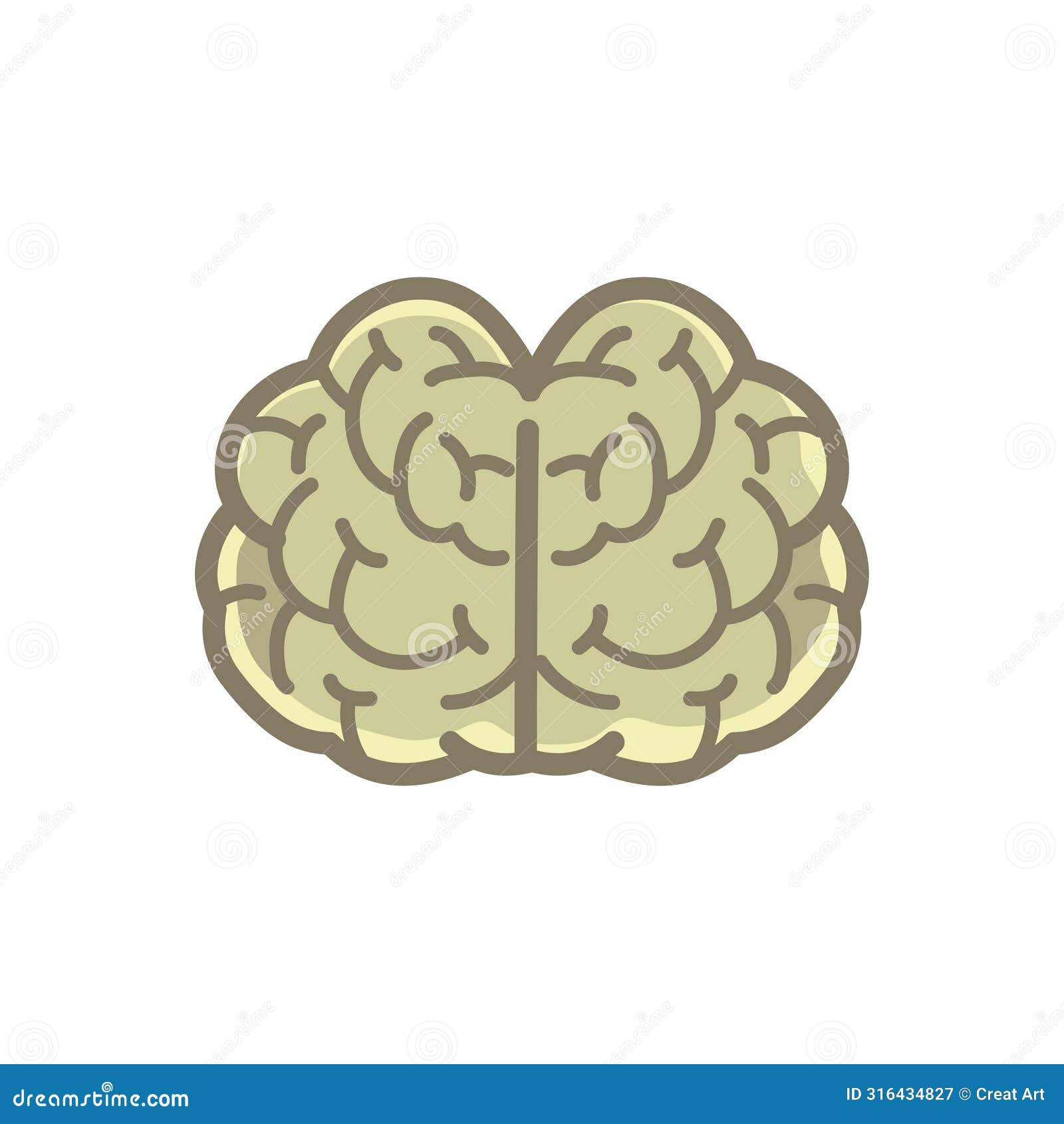 Human Brain Front View Illustration Stock Vector - Illustration of ...