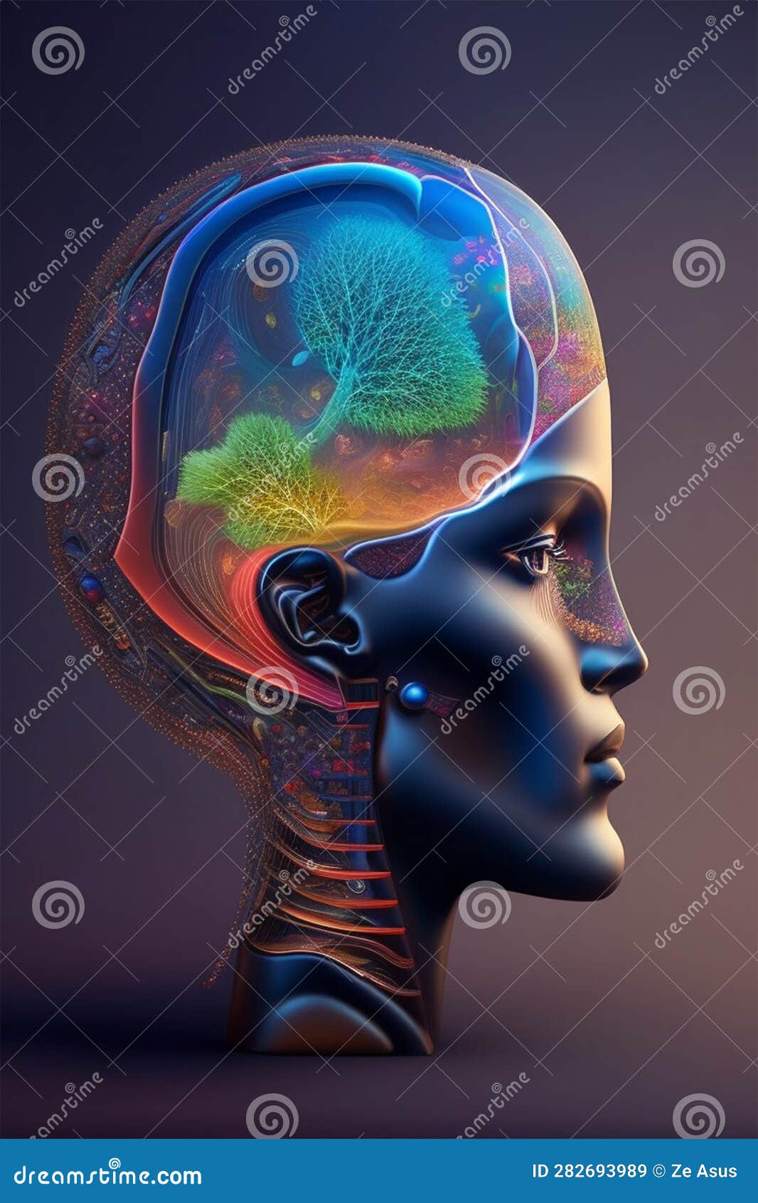 Human brain full of light stock illustration. Illustration of ...