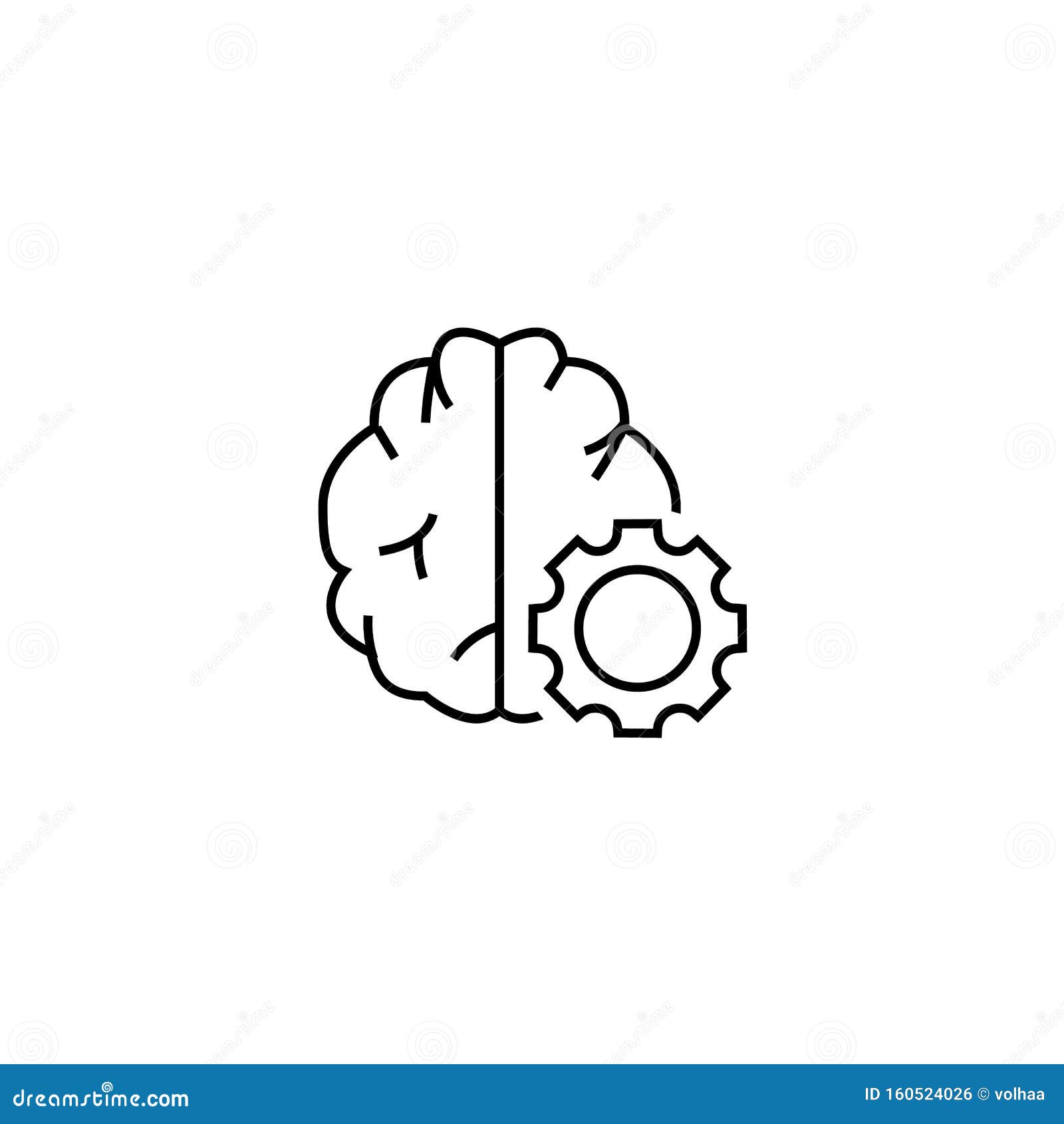 Human brain with gear stock vector. Illustration of white - 160524026