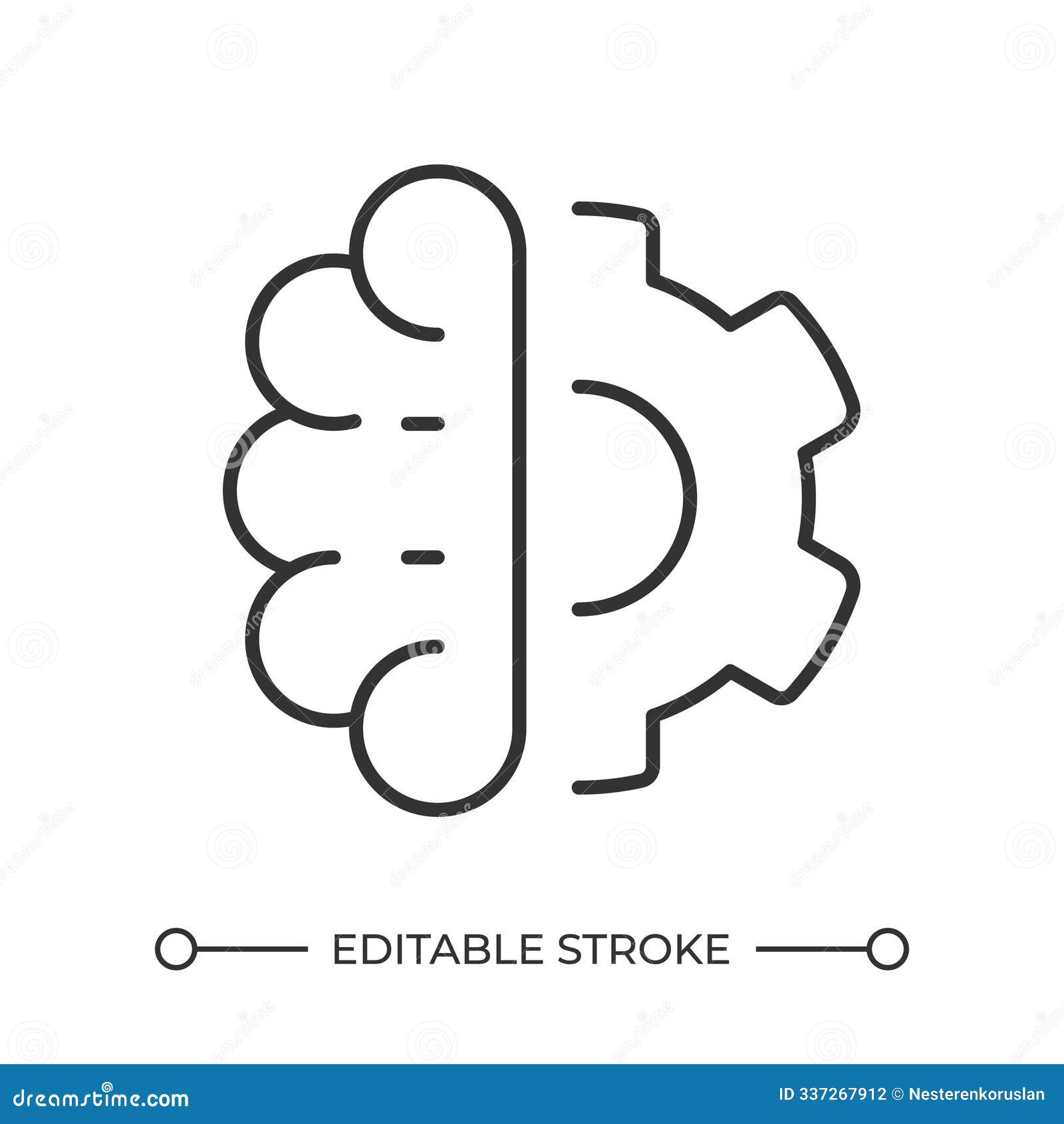 Human Brain and Gear Linear Icon Stock Illustration - Illustration of ...