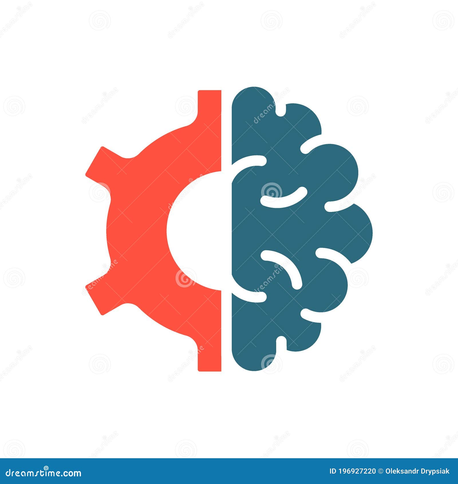 Human Brain with Gear Wheel Colored Icon. Engineering, Robot Technology ...