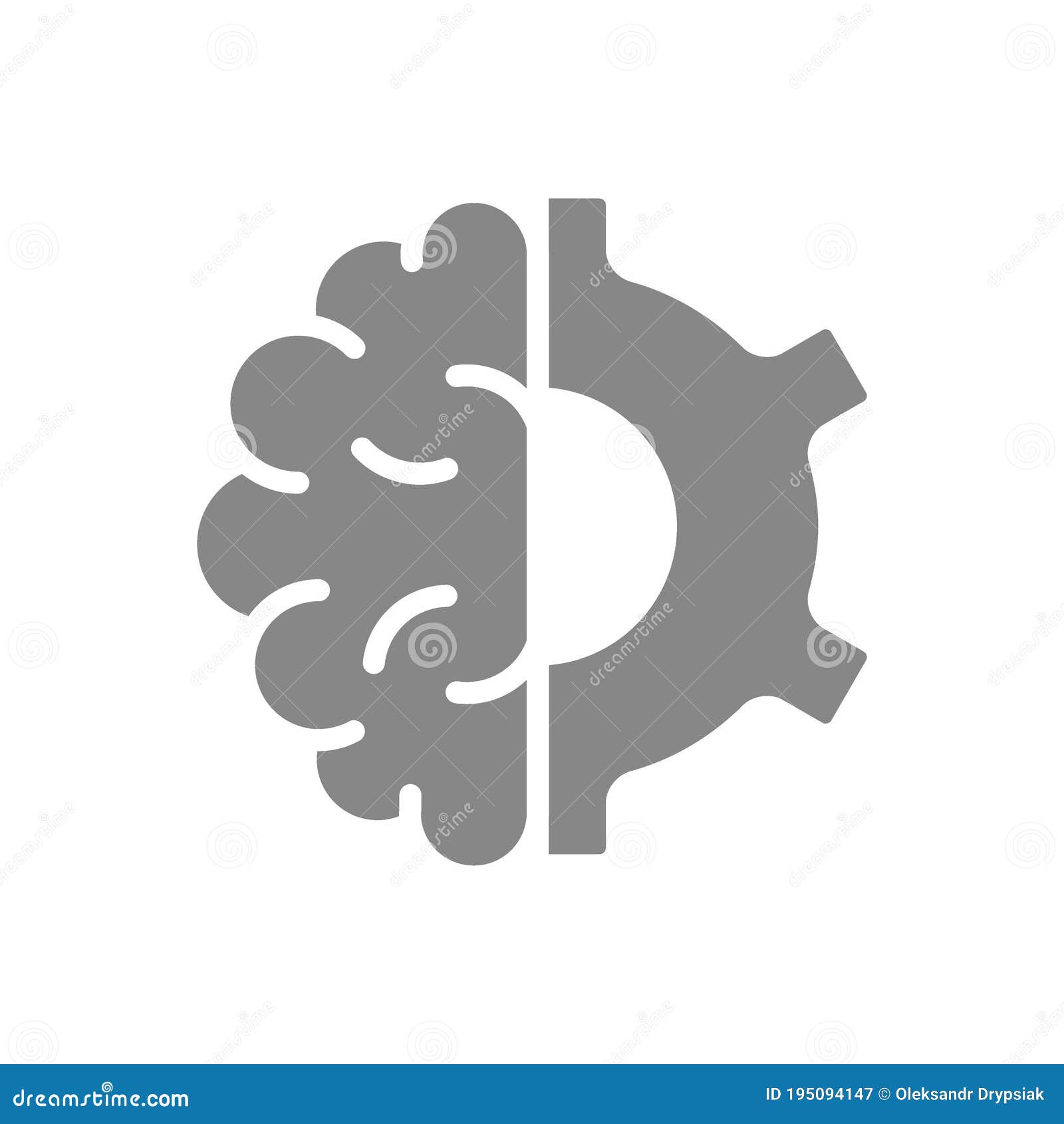 Human Brain with Gear Wheel Gray Icon. Engineering Symbol. Stock Vector ...