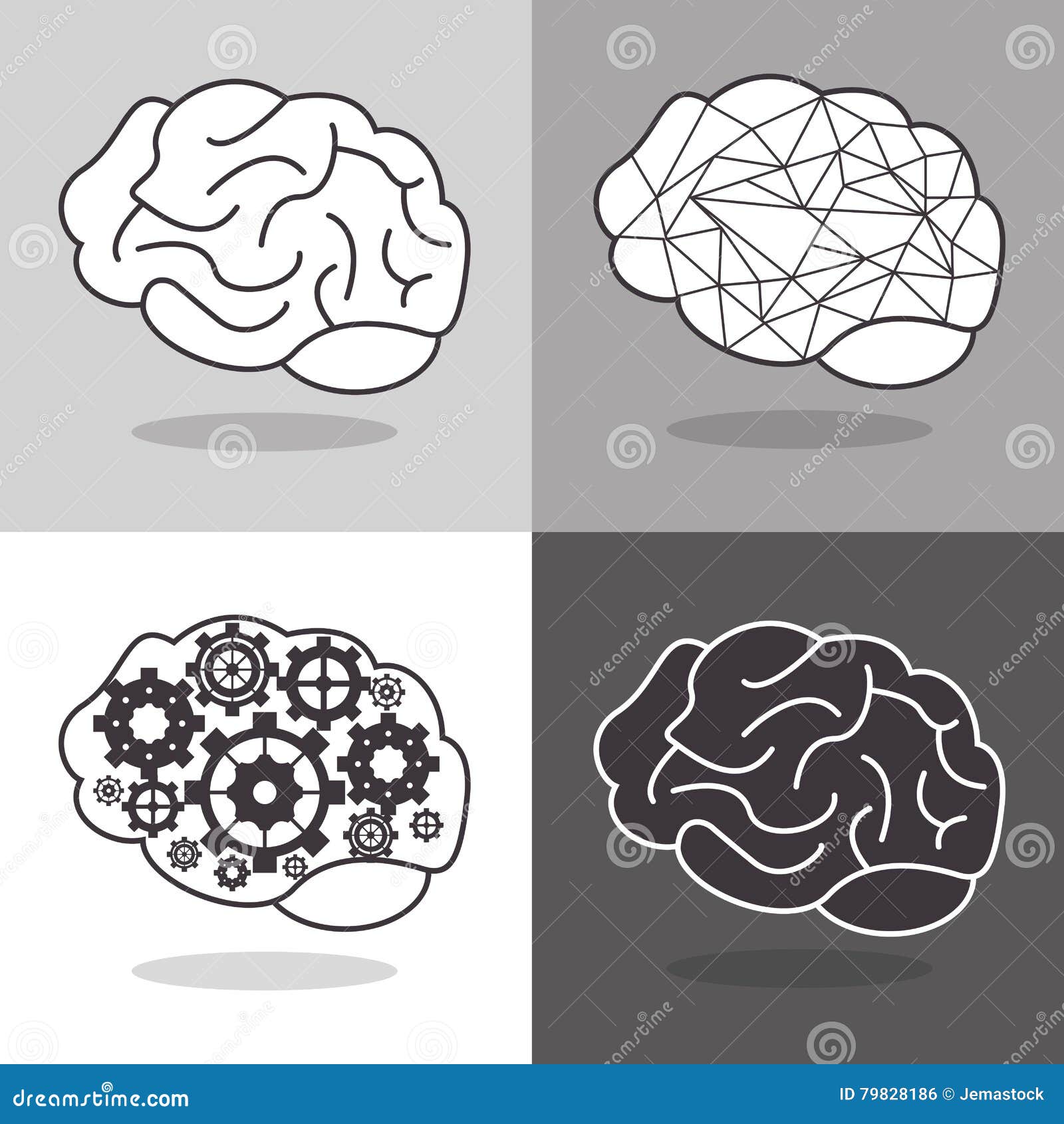 Human Brain and Gears Icon Image Stock Illustration - Illustration of ...
