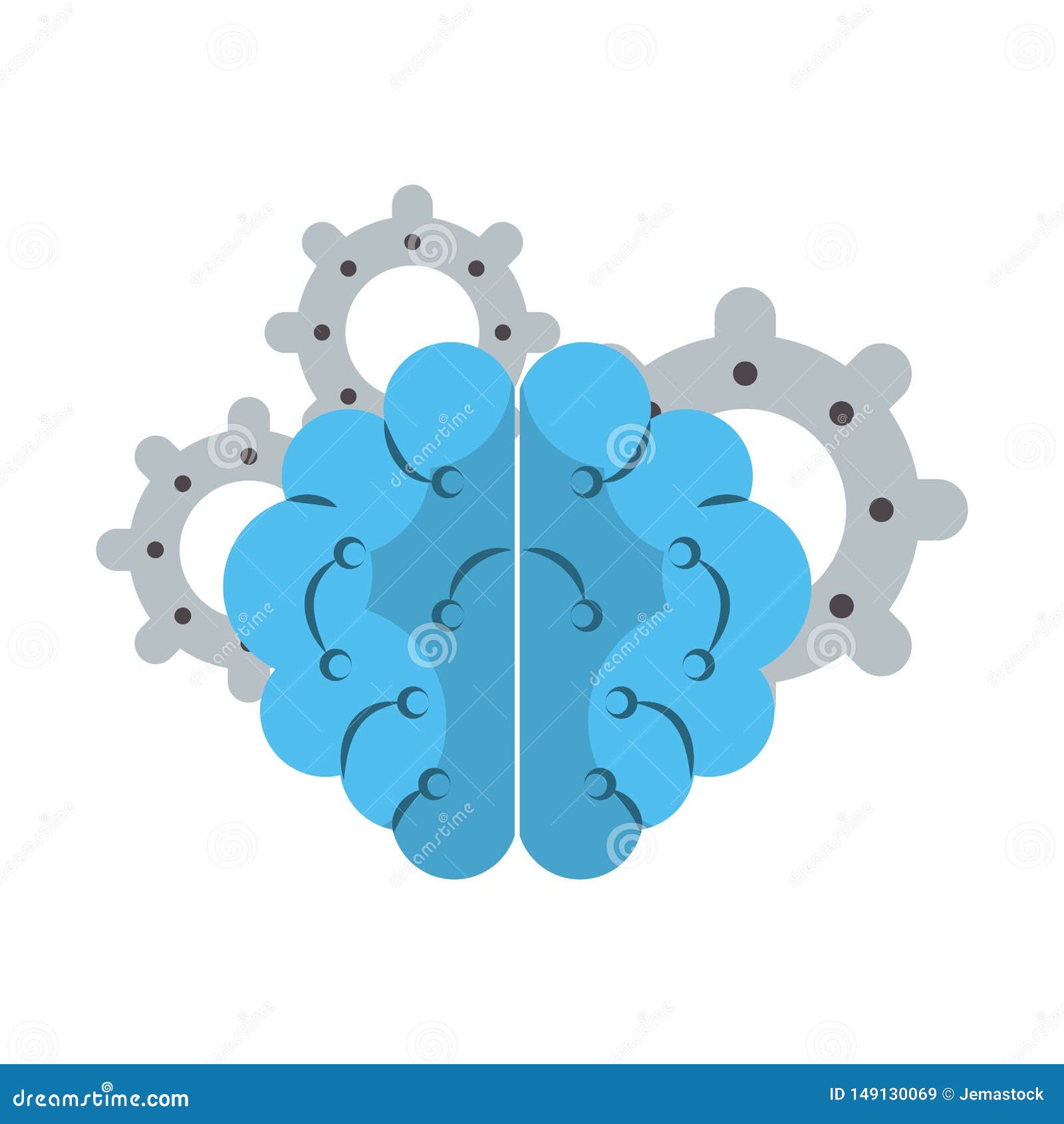Human Brain and Gears Symbol Vector Illustration Stock Vector ...