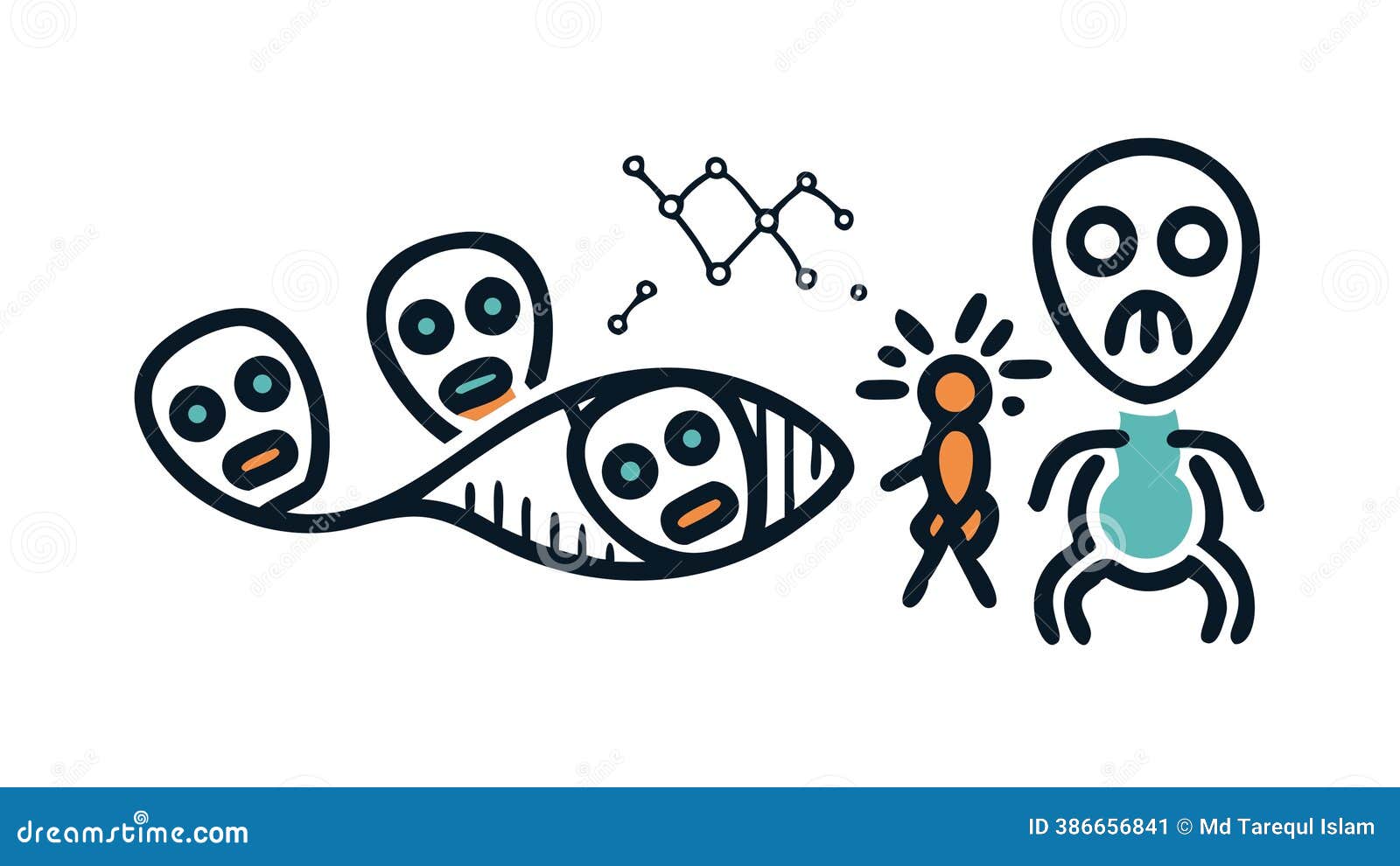 Genetic Brain Disorders, Conceptual 3D Illustration. Mutations In The ...