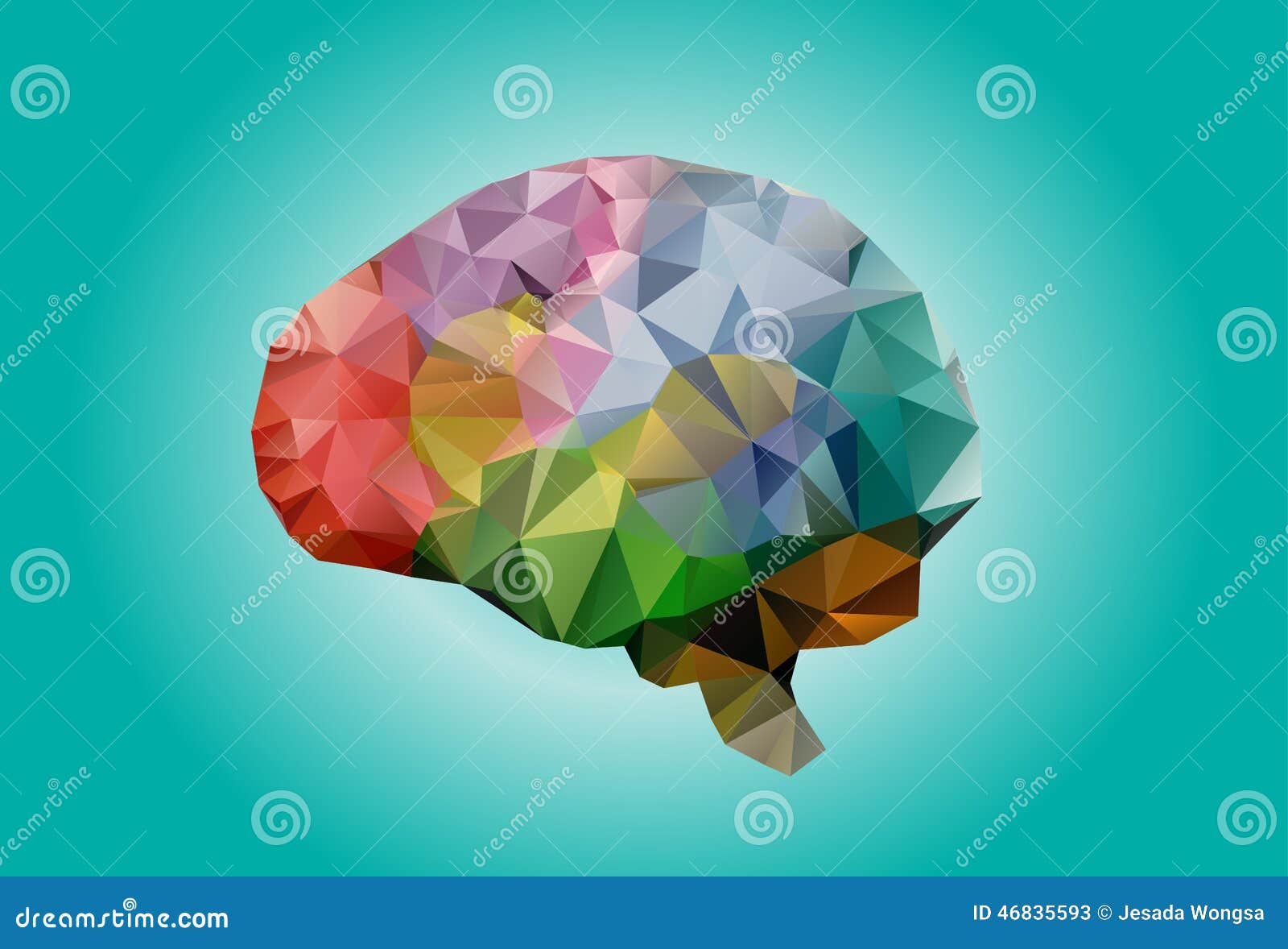 Human Brain Geometric Triangles Stock Illustration - Illustration of ...