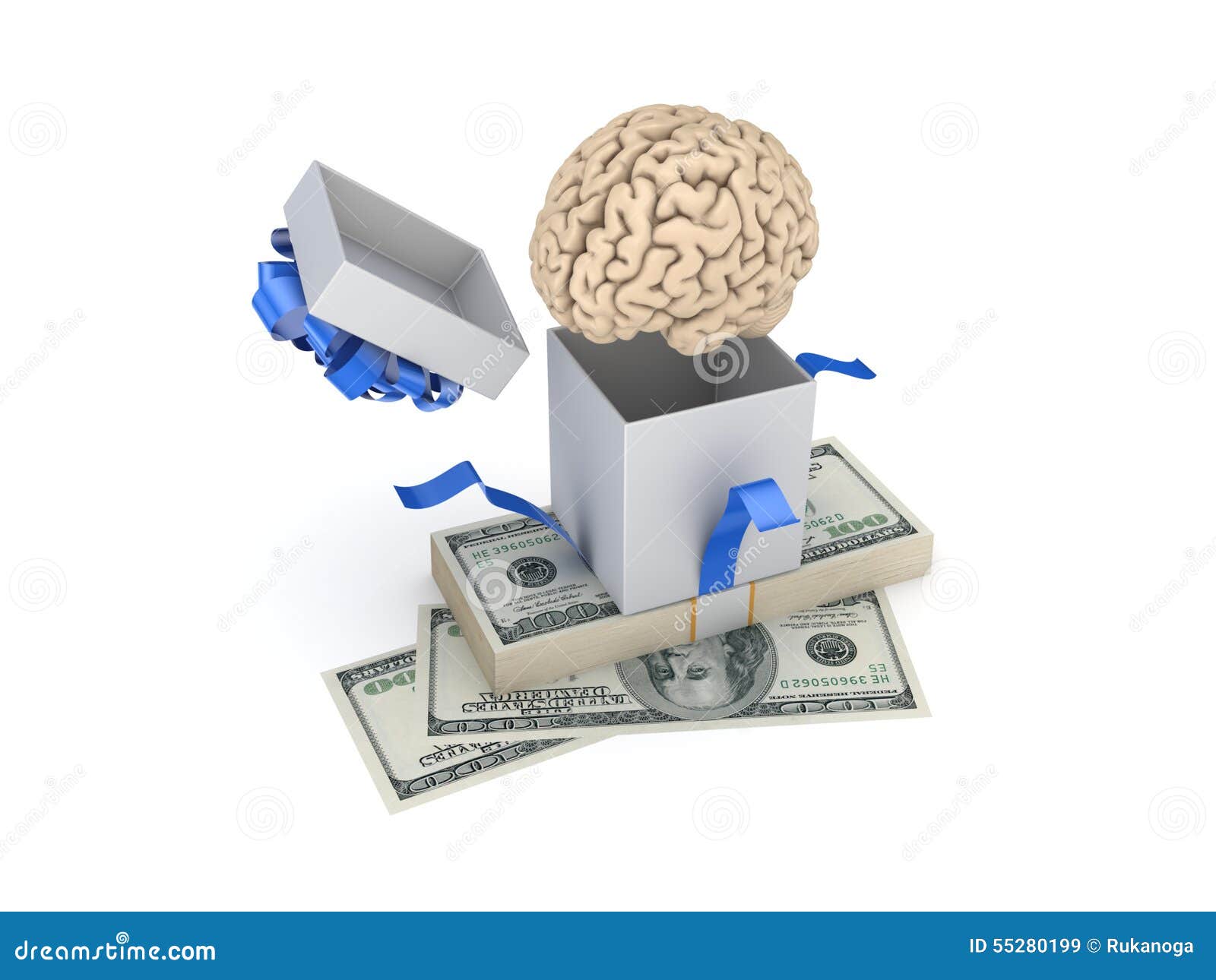 Human brain at a gift box stock illustration. Illustration of ...