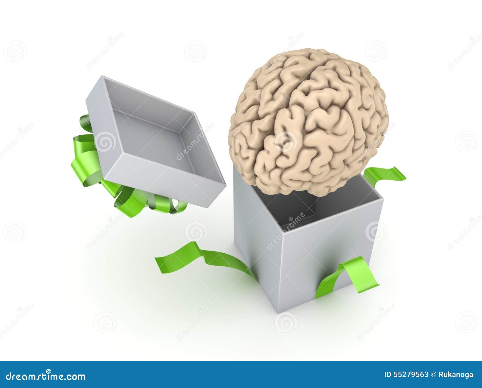Human brain at a gift box stock illustration. Illustration of head ...
