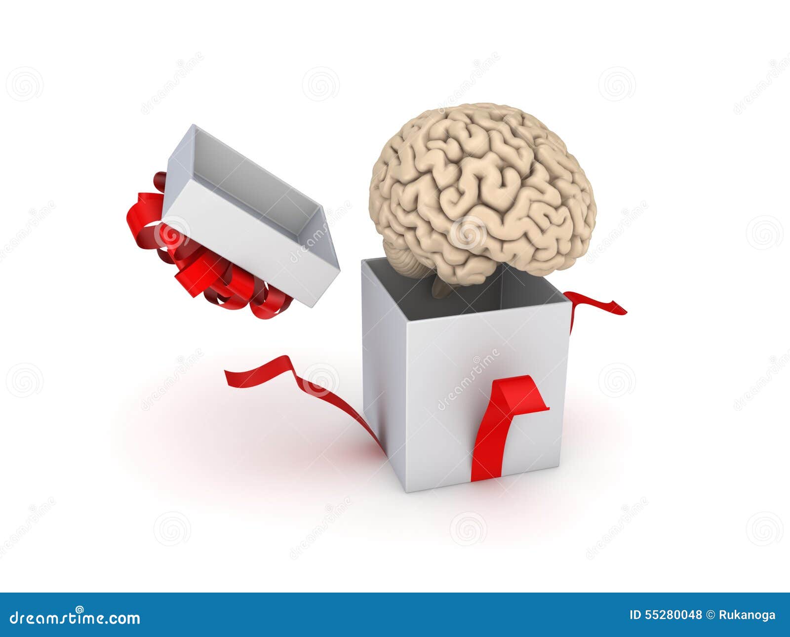 Human brain at a gift box stock illustration. Illustration of knowledge ...
