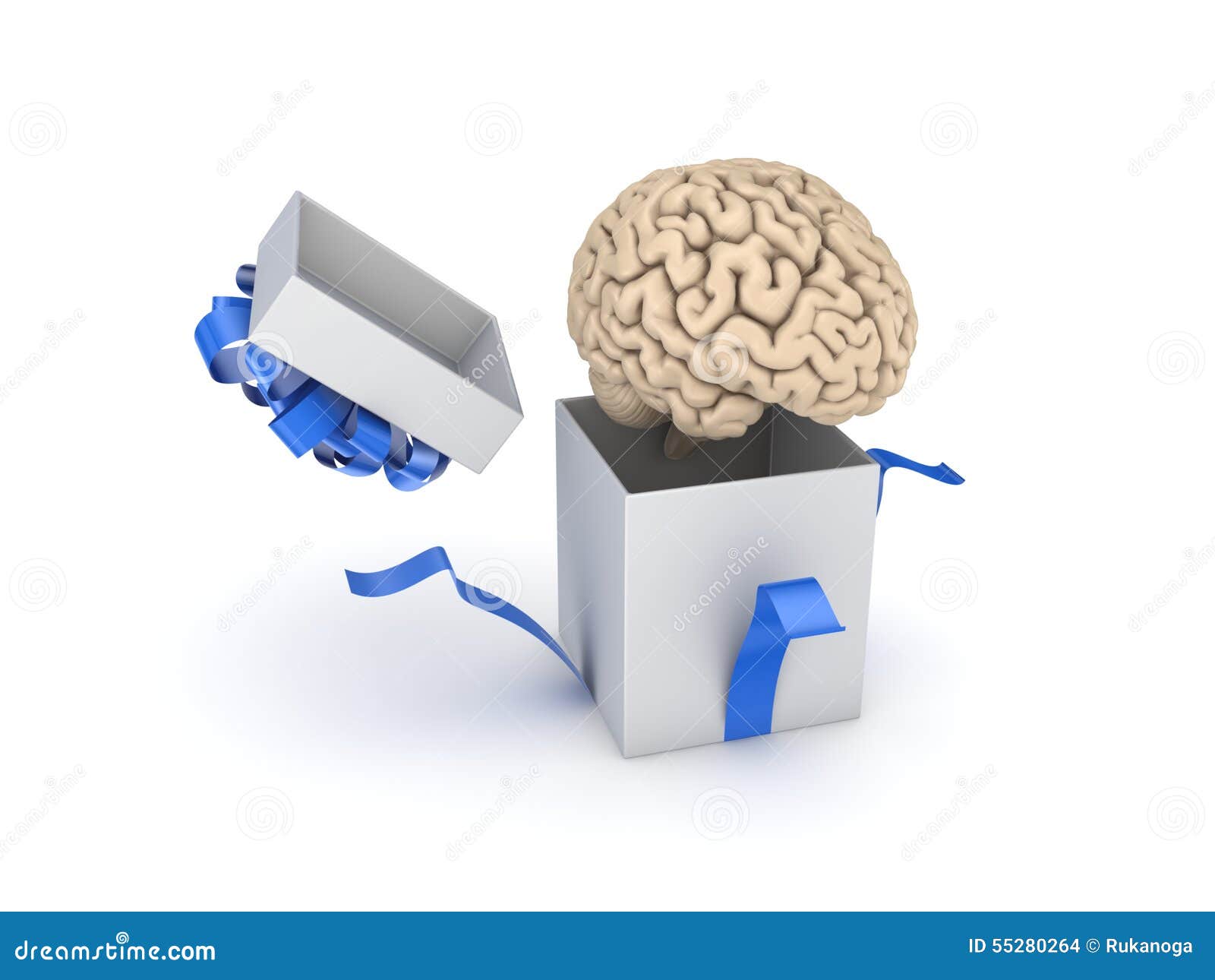 Human brain at a gift box stock illustration. Illustration of medicine ...