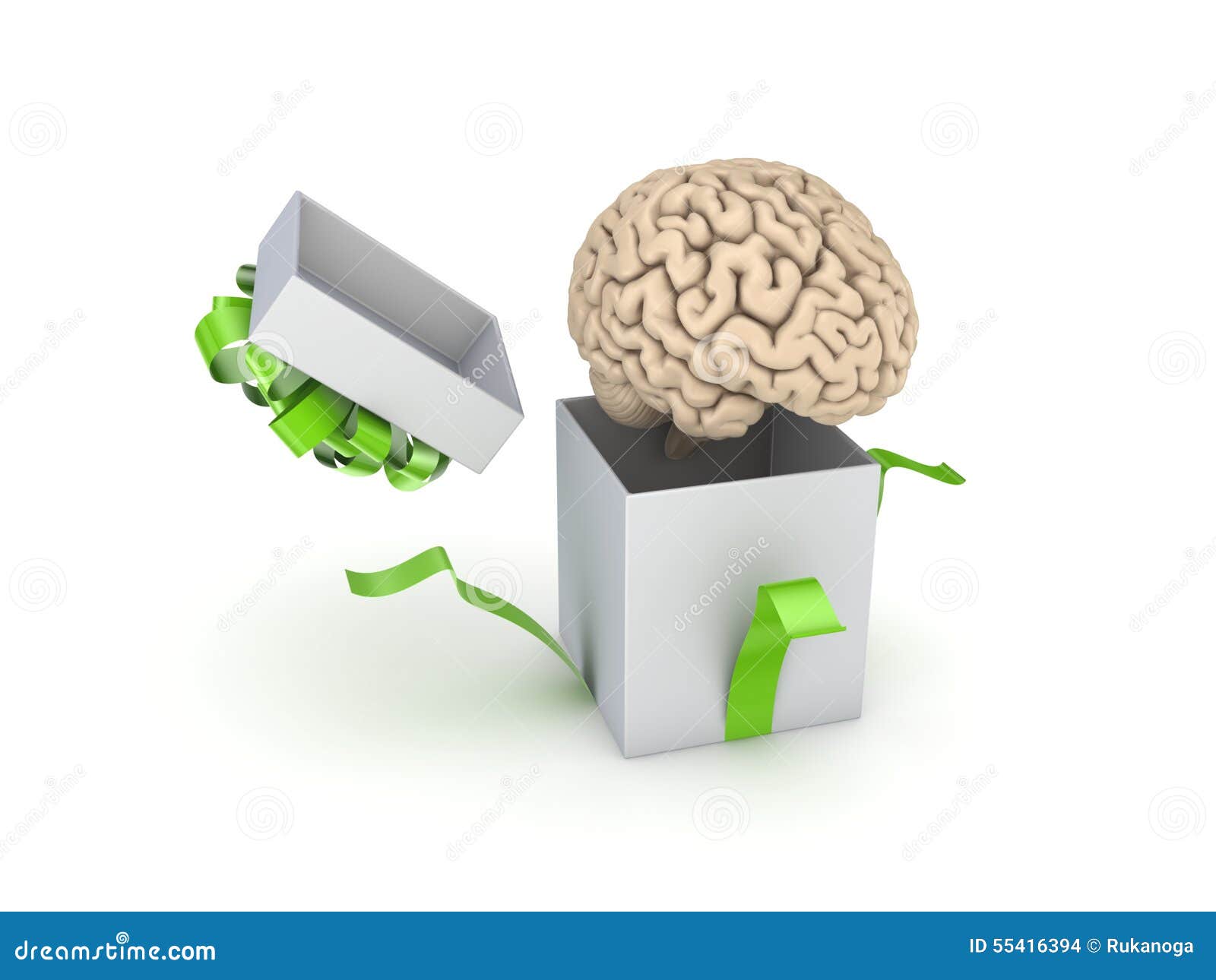 Human brain at a gift box stock illustration. Illustration of mental ...