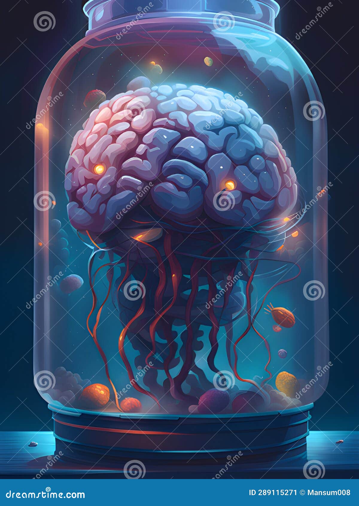 Human Brain in a Glass Bottle with Brain Inside, Ai Generated Stock ...