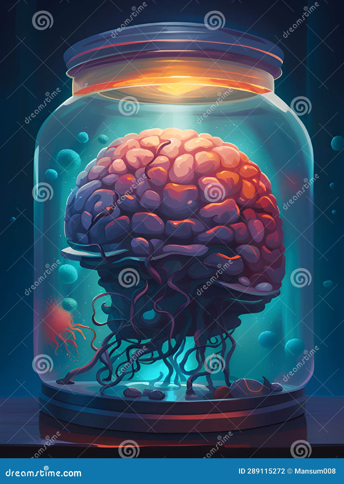 Human Brain in a Glass Bottle with Brain Inside, Ai Generated Stock ...