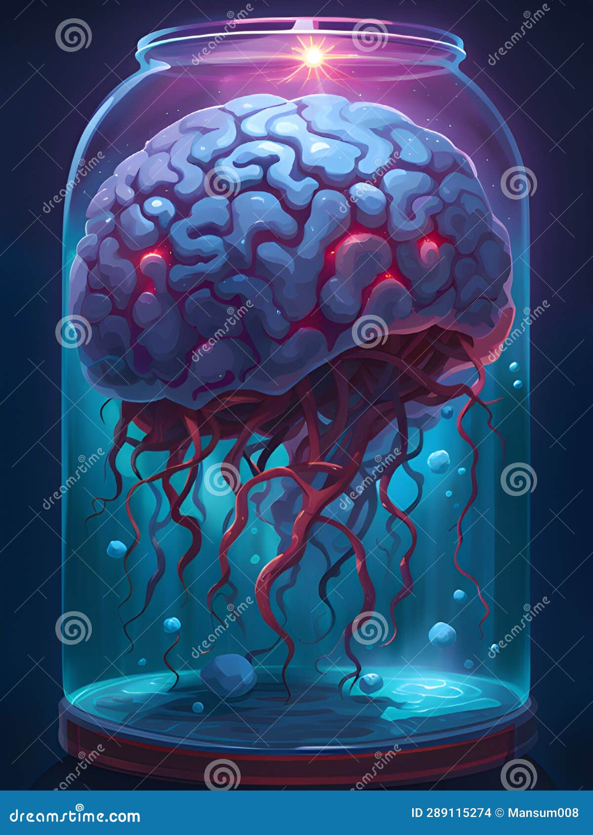 Human Brain in a Glass Bottle with Brain Inside, Ai Generated Stock ...