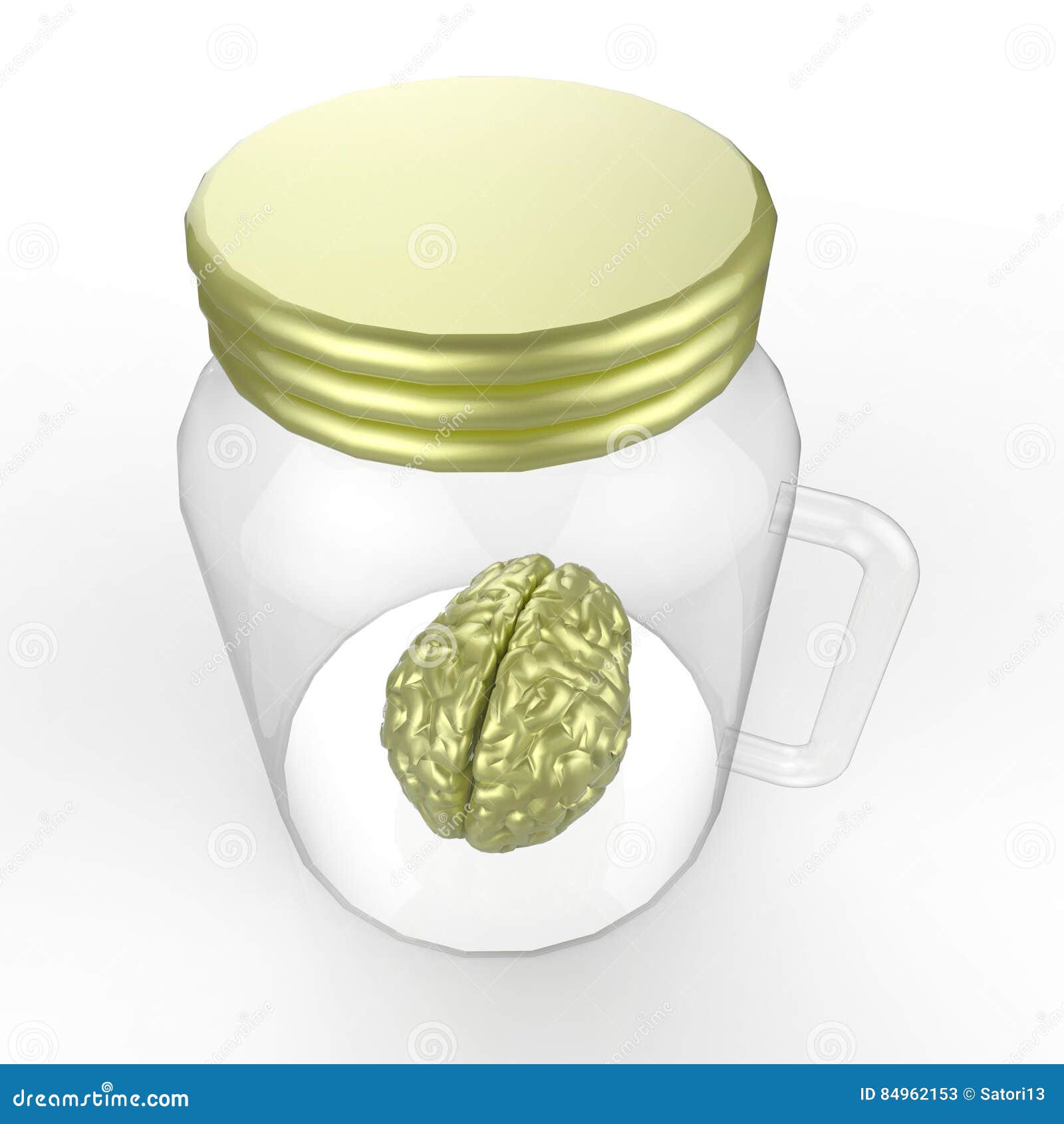 Human Brain In A Glass Jar 3d Rendering Stock Image Image Of Power Container 84962153