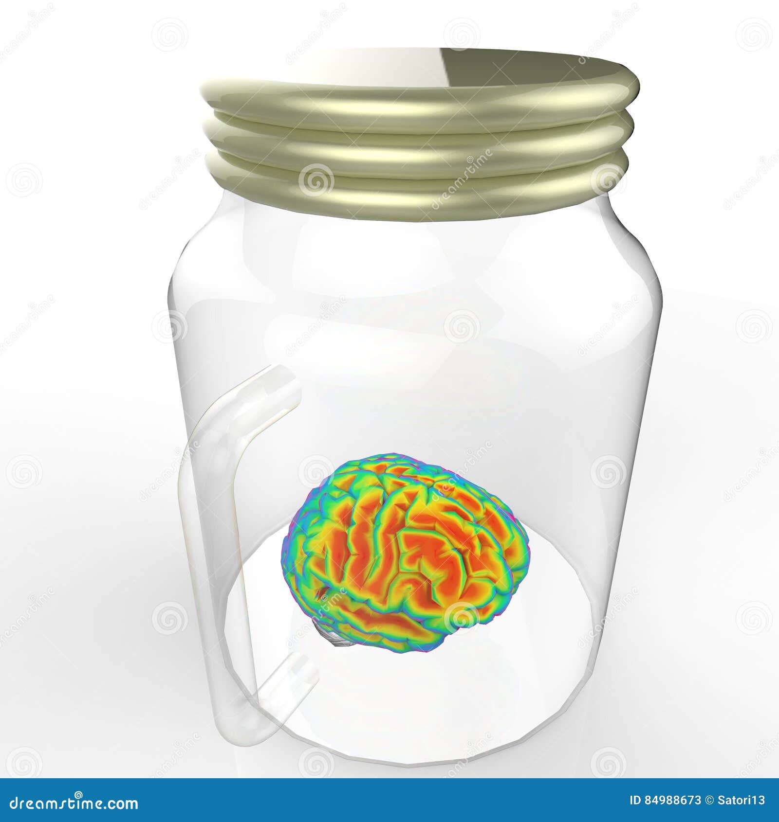 Human Brain in a Glass Jar 3d Rendering Stock Illustration ...