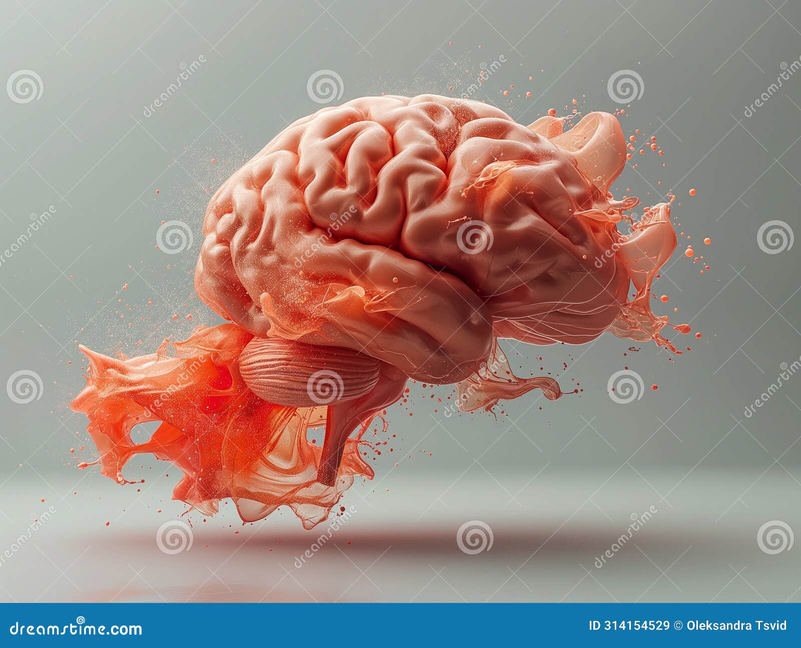 Human Brain on a Gray Background, Concept with Brain Exploding Ideas ...