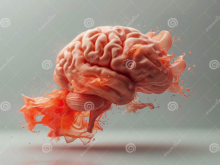 Human Brain on a Gray Background, Concept with Brain Exploding Ideas ...