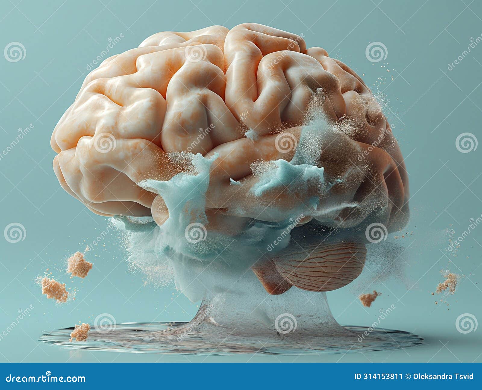 Human Brain on a Gray Background, Concept with Brain Exploding Ideas ...