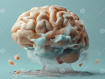 Human Brain on a Gray Background, Concept with Brain Exploding Ideas ...