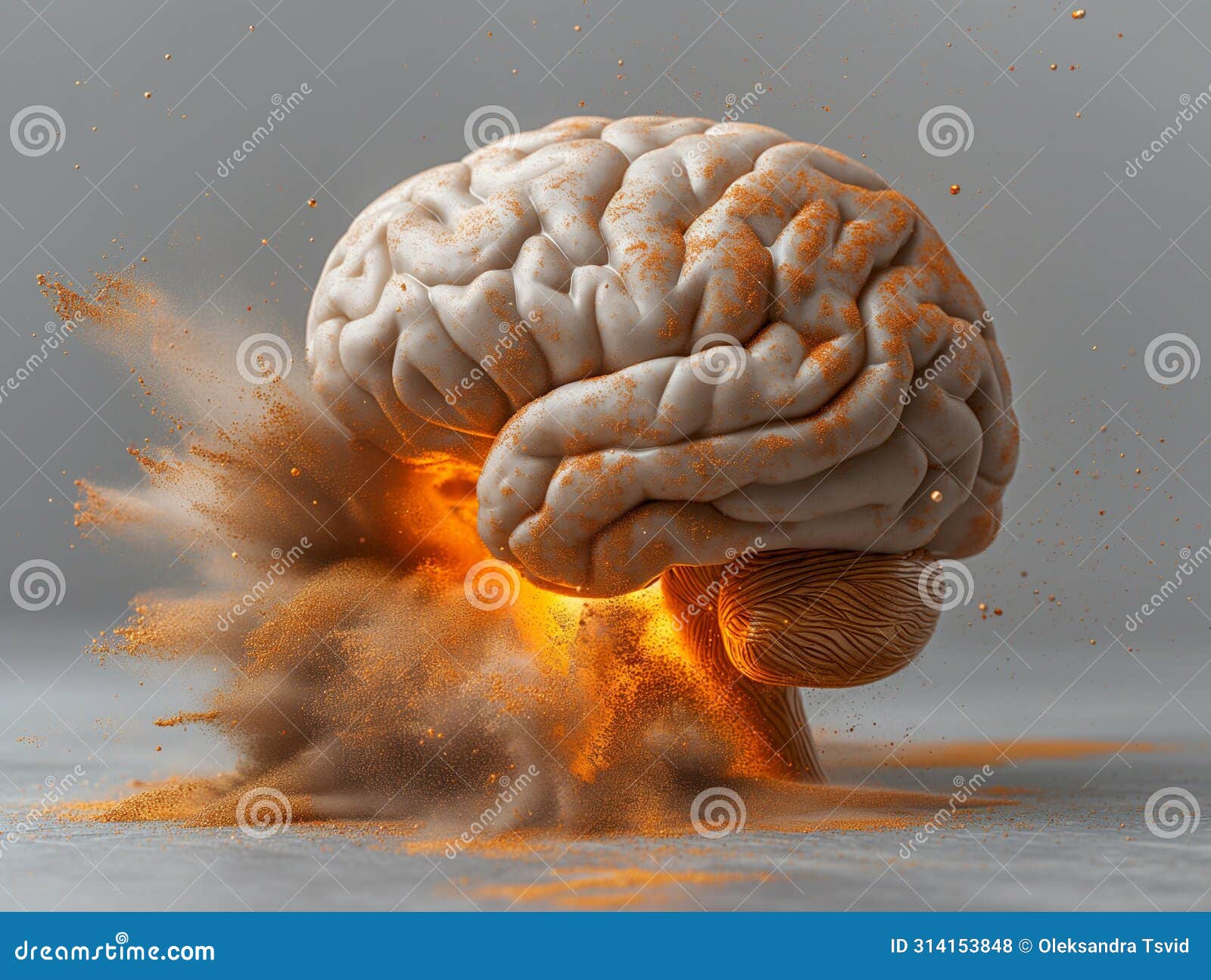 Human Brain on a Gray Background, Concept with Brain Exploding Ideas ...