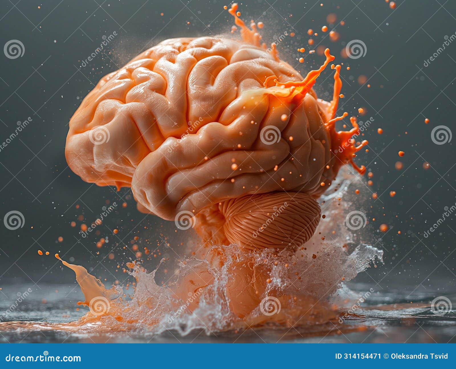 Human Brain on a Gray Background, Concept with Brain Exploding Ideas ...