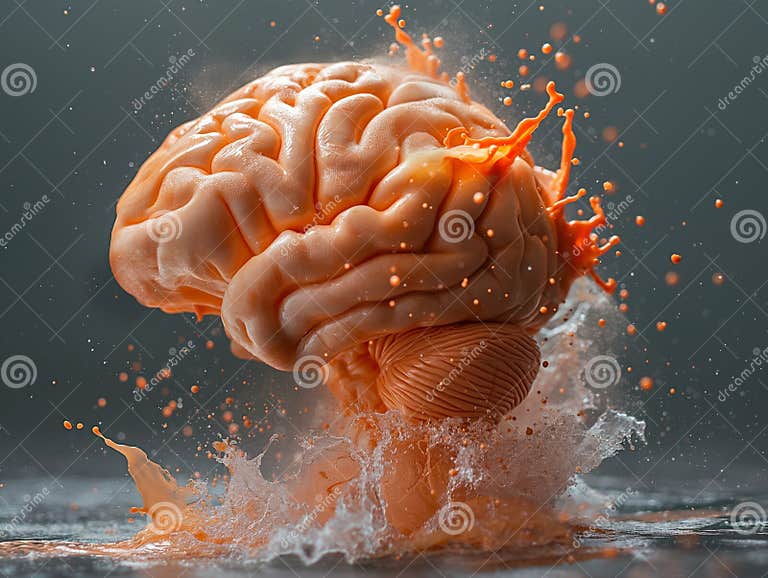 Human Brain on a Gray Background, Concept with Brain Exploding Ideas ...