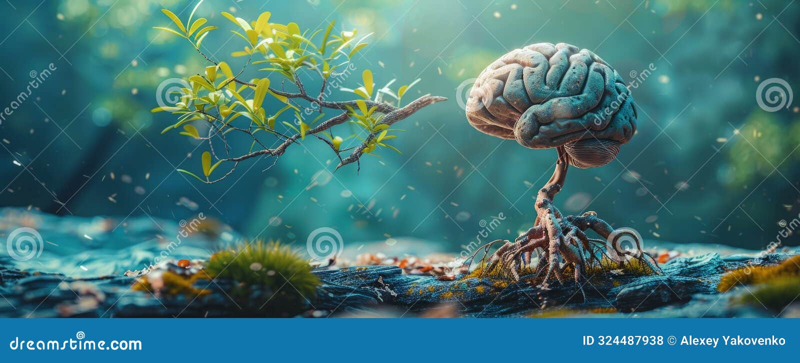 Human Brain Growing from a Root on a Tree Branch Stock Photo - Image of ...