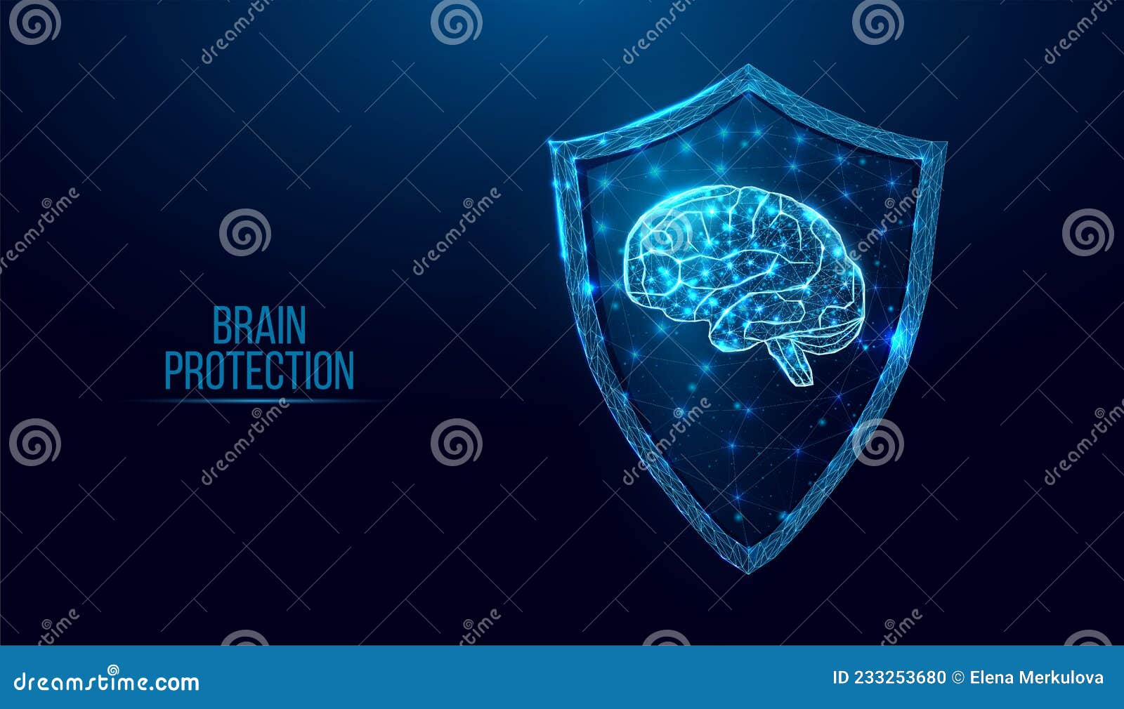 Human Brain in Guard Shield. Stock Vector - Illustration of banner ...
