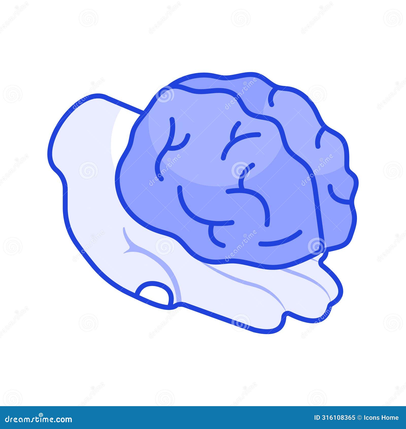 Human Brain on Hand, Concept Isometric Icon of Artificial Intelligence ...
