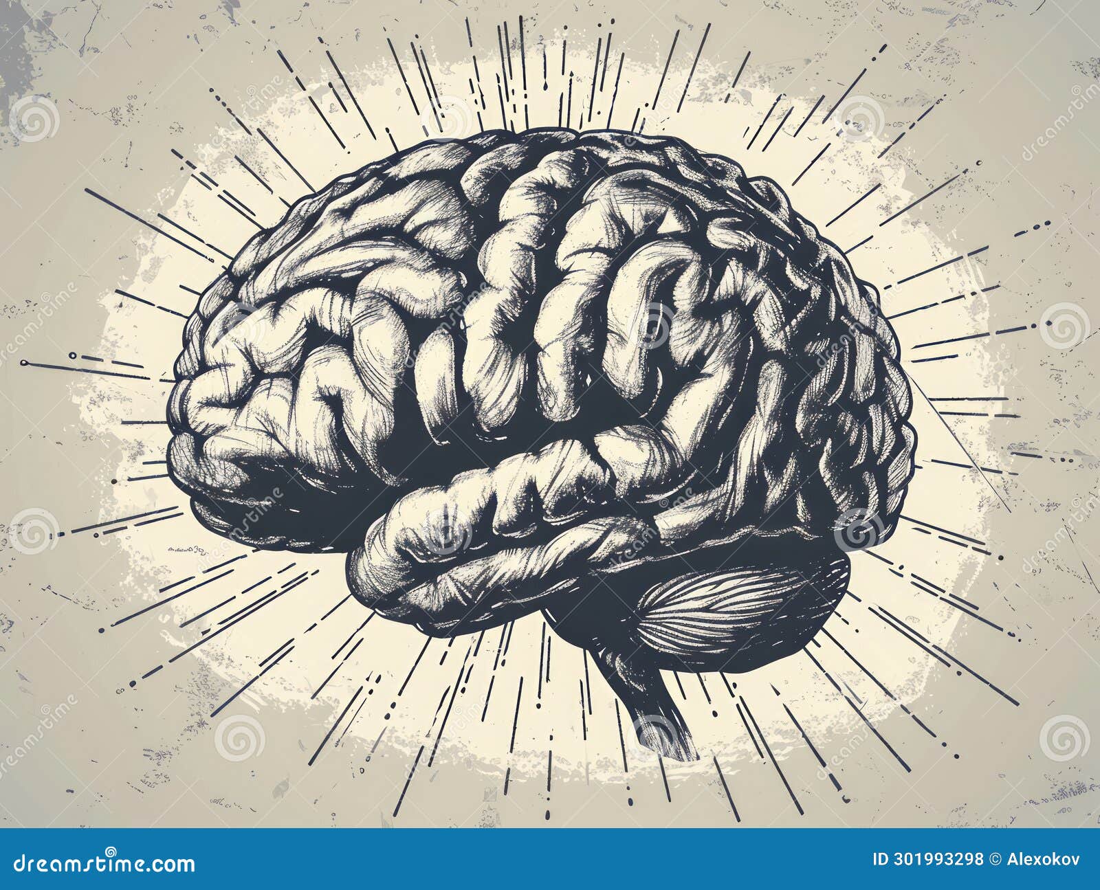 Human Brain. Hand Drawn Vector Illustration in Vintage Engraving Style ...