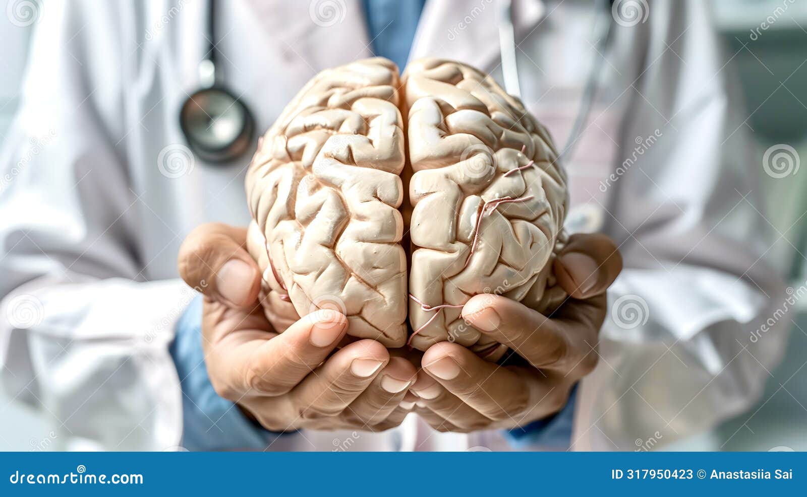 The Human Brain in the Hands Stock Image - Image of hospital ...