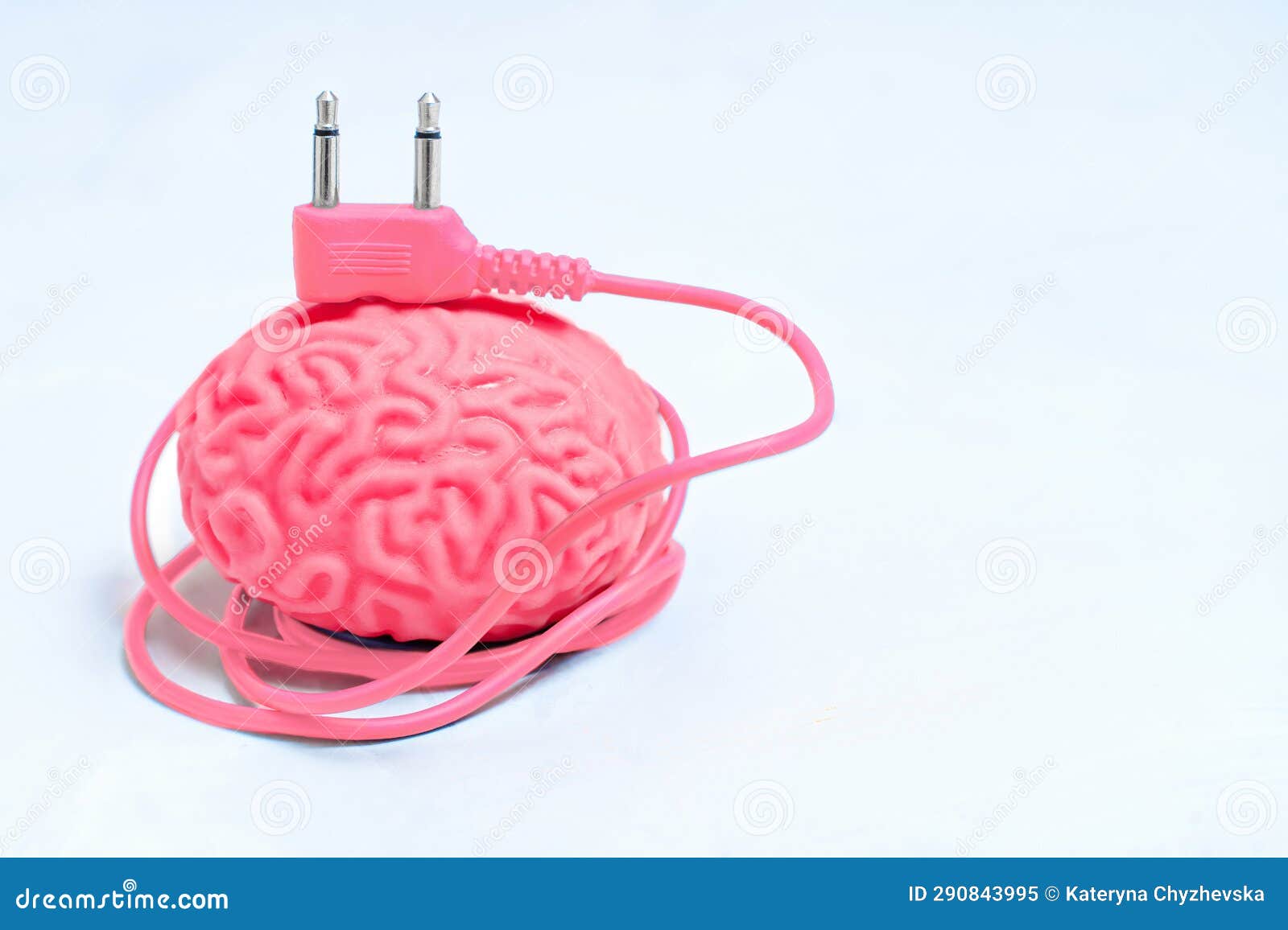 Human Brain Having a Pink Power Cord Stock Image - Image of replica ...